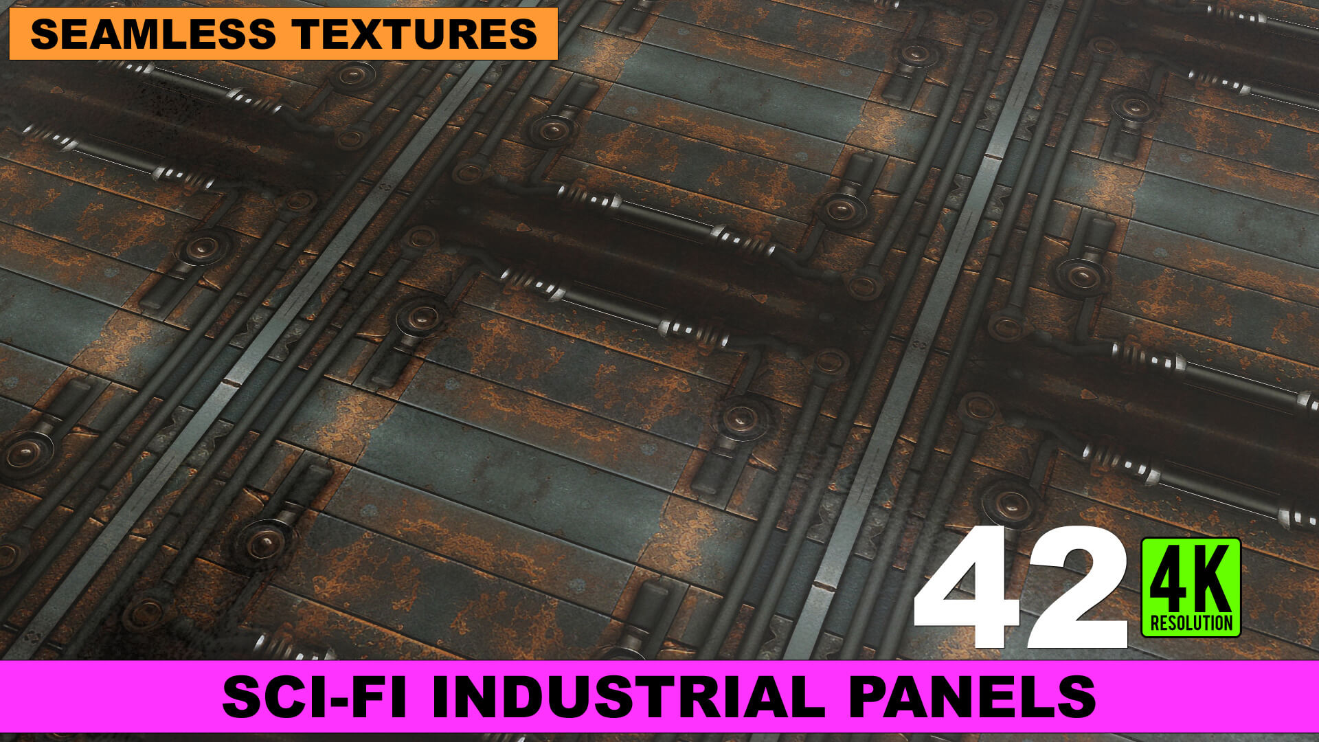 Sci-Fi Industrial Panels Seamless Textures 3D Texture by materialforge