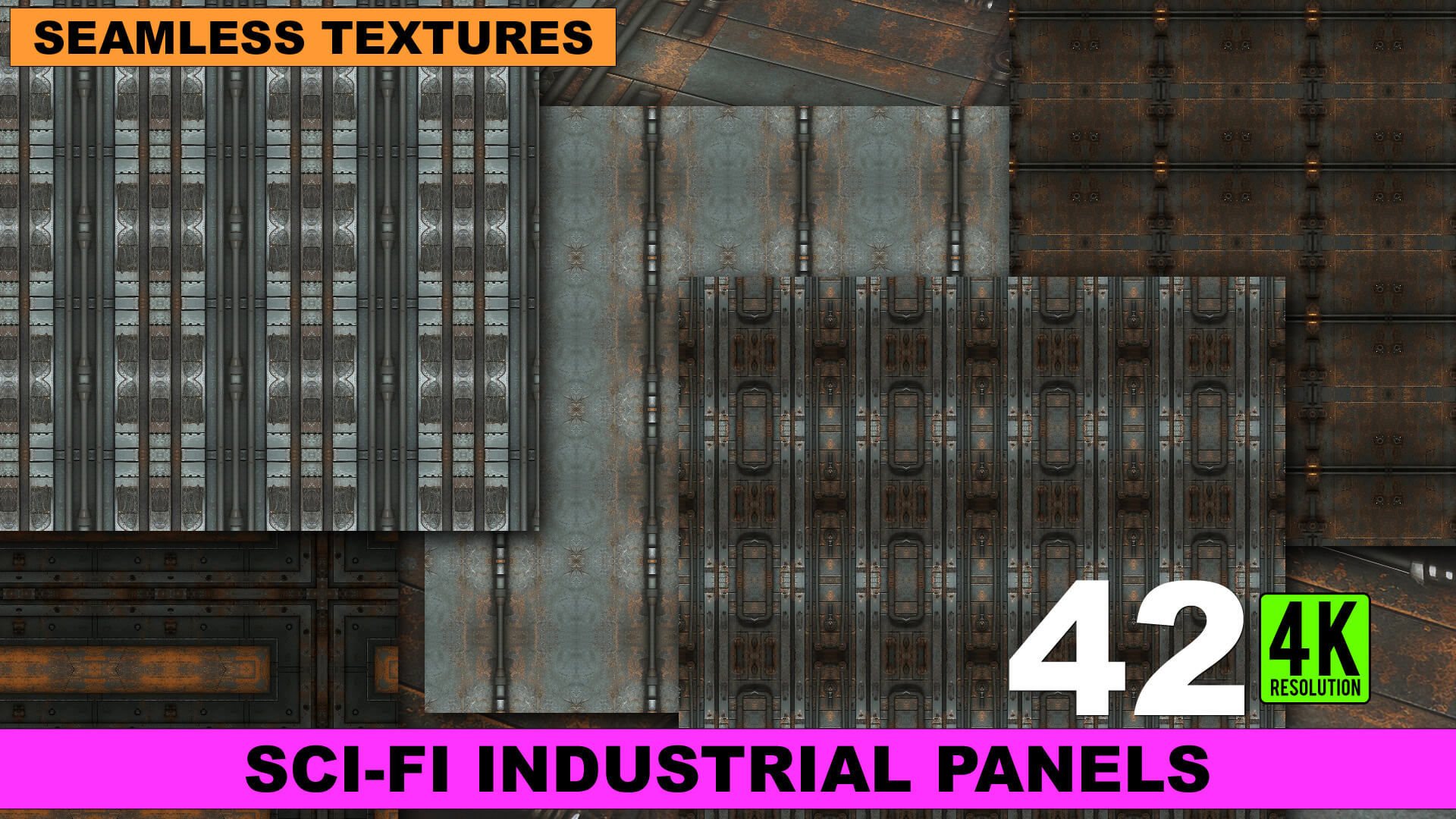 Sci-Fi Industrial Panels Seamless Textures 3D Texture by materialforge