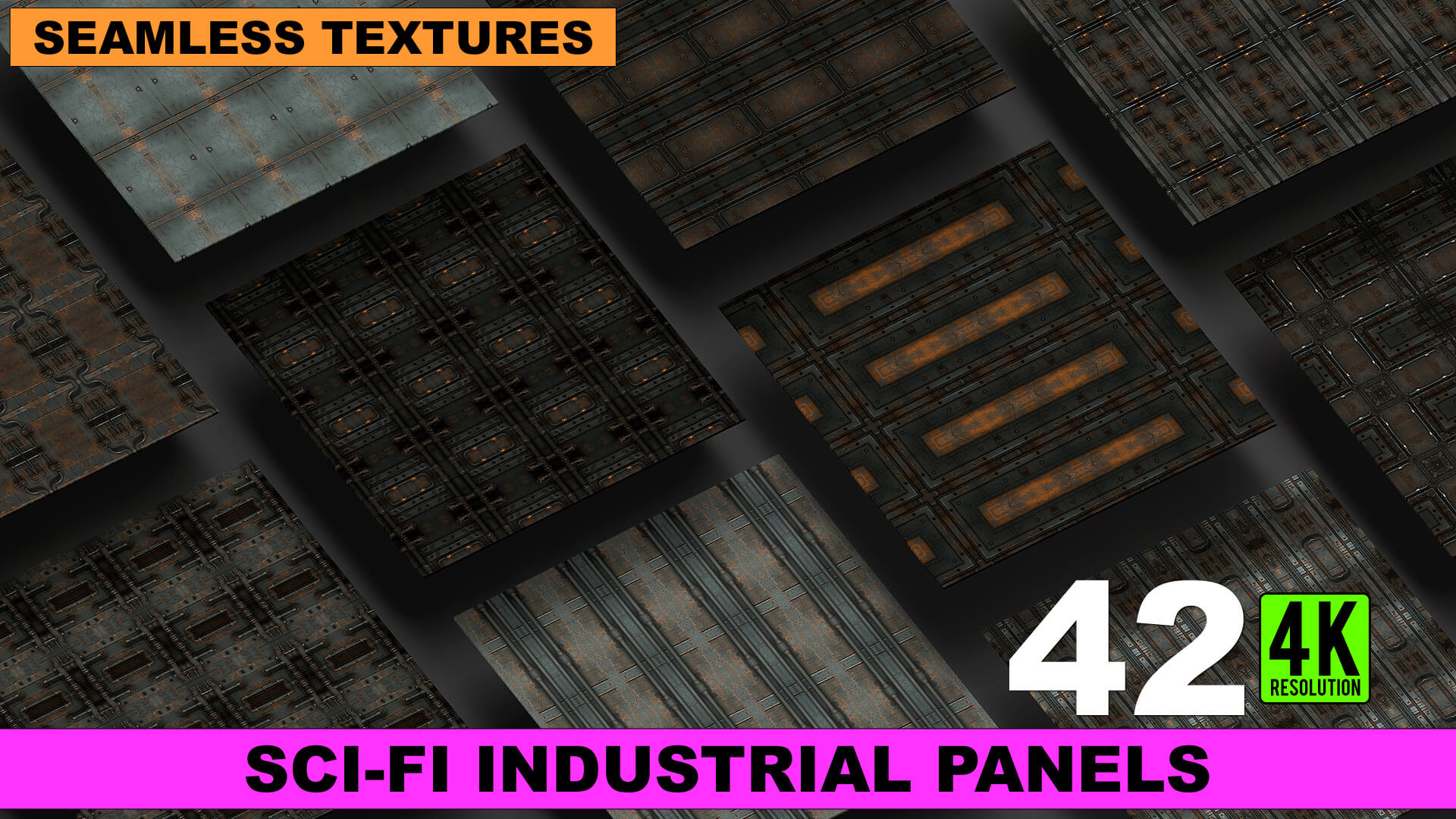 Sci-Fi Industrial Panels Seamless Textures 3D Texture by materialforge