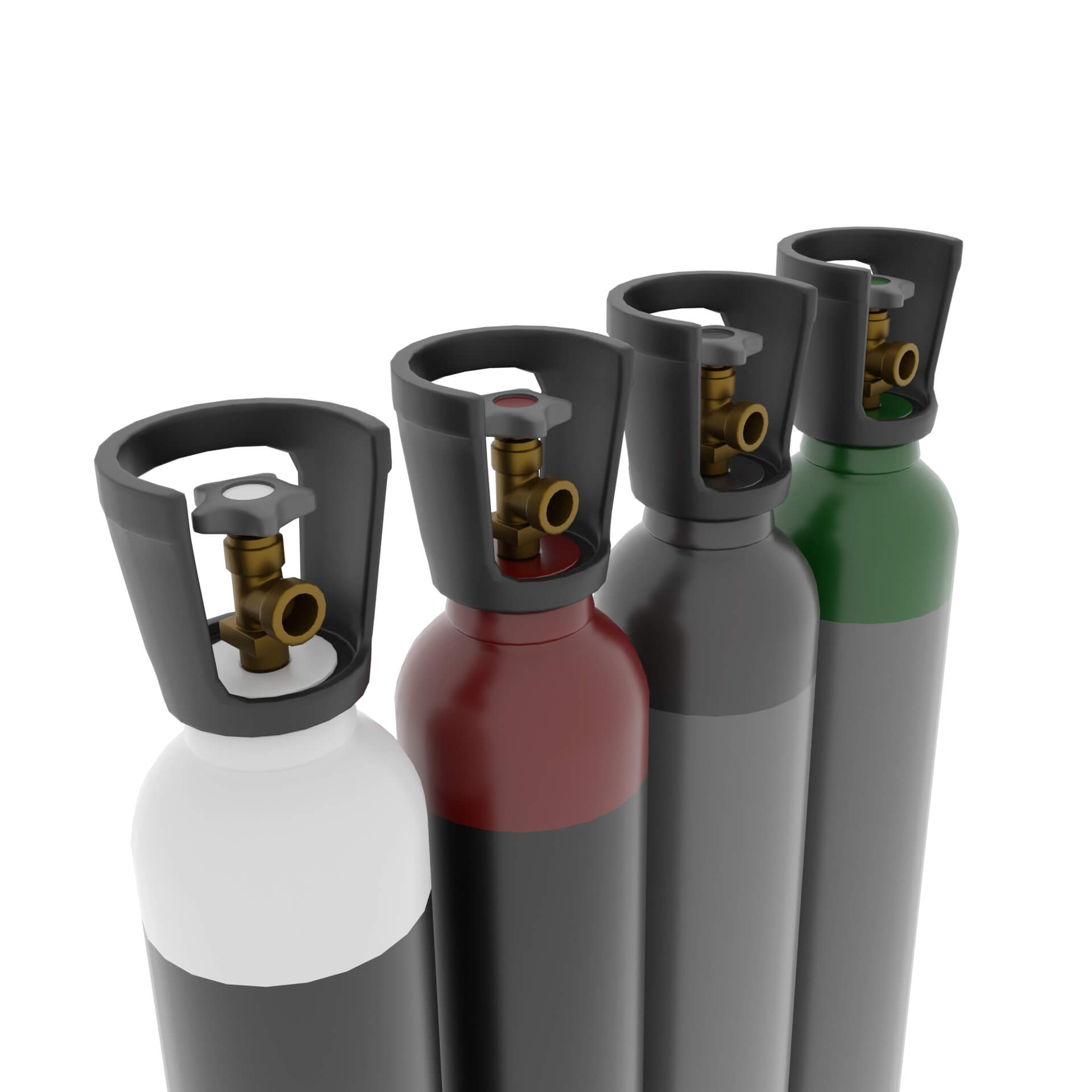 Gas Cylinders W/ On/Off Valve, Oxygen, Argon, CO2, Mixed Gas - 3D Model ...