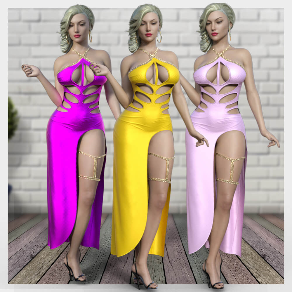 DForce Slit Dress IX G8F/G8.1F - Daz Content by matteoio