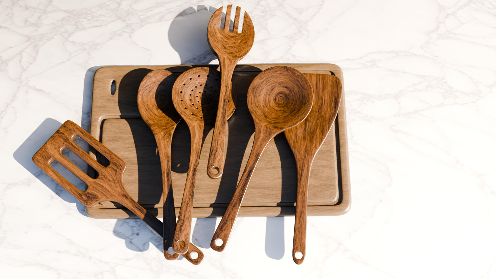 Kitchen Wooden Utensils - Free 3D Model by Mauri3dForge