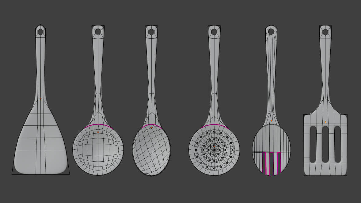 Kitchen Wooden Utensils - Free 3D Model by Mauri3dForge