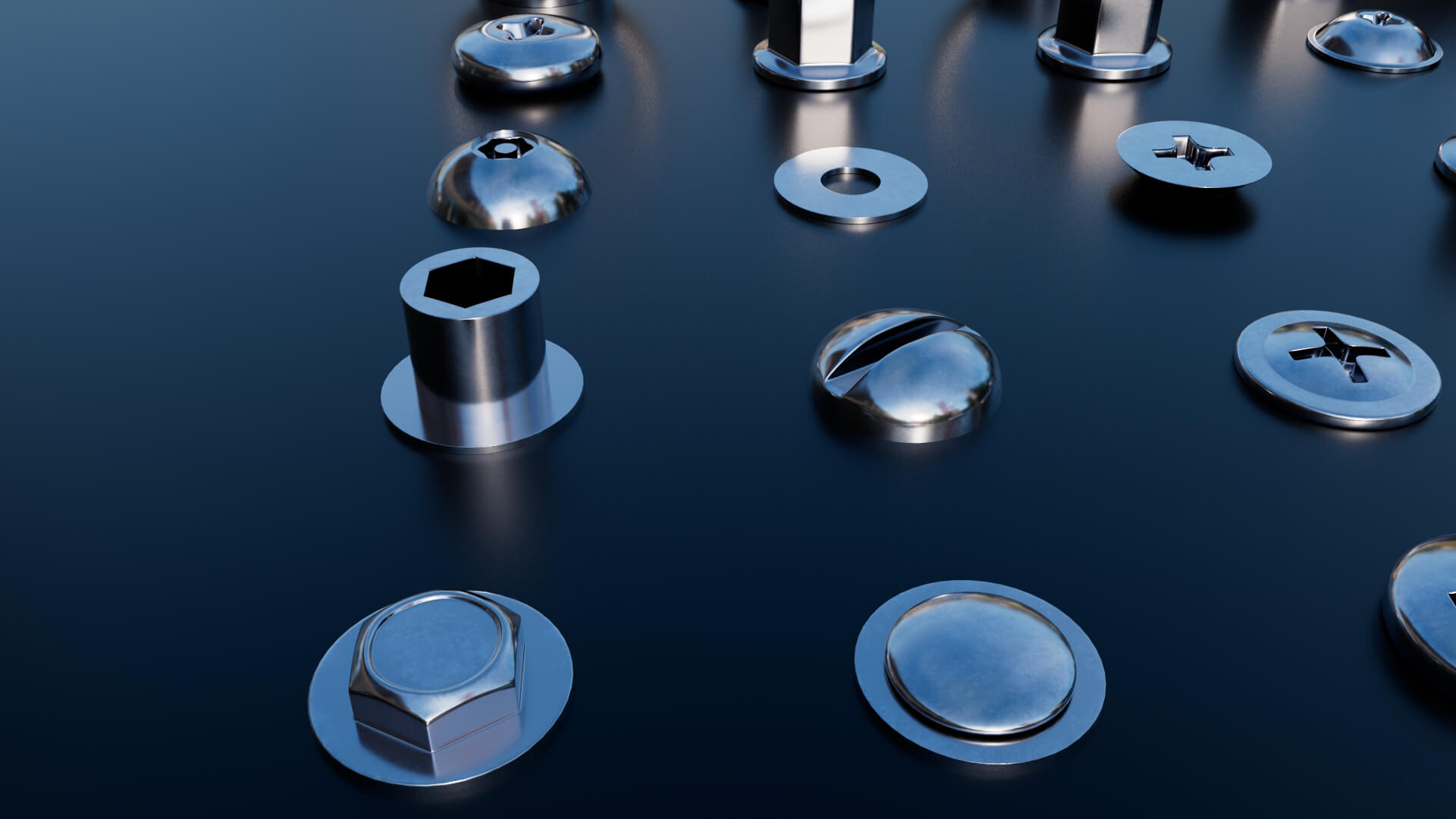Screws Chromium - 3D Model by Mavas3D