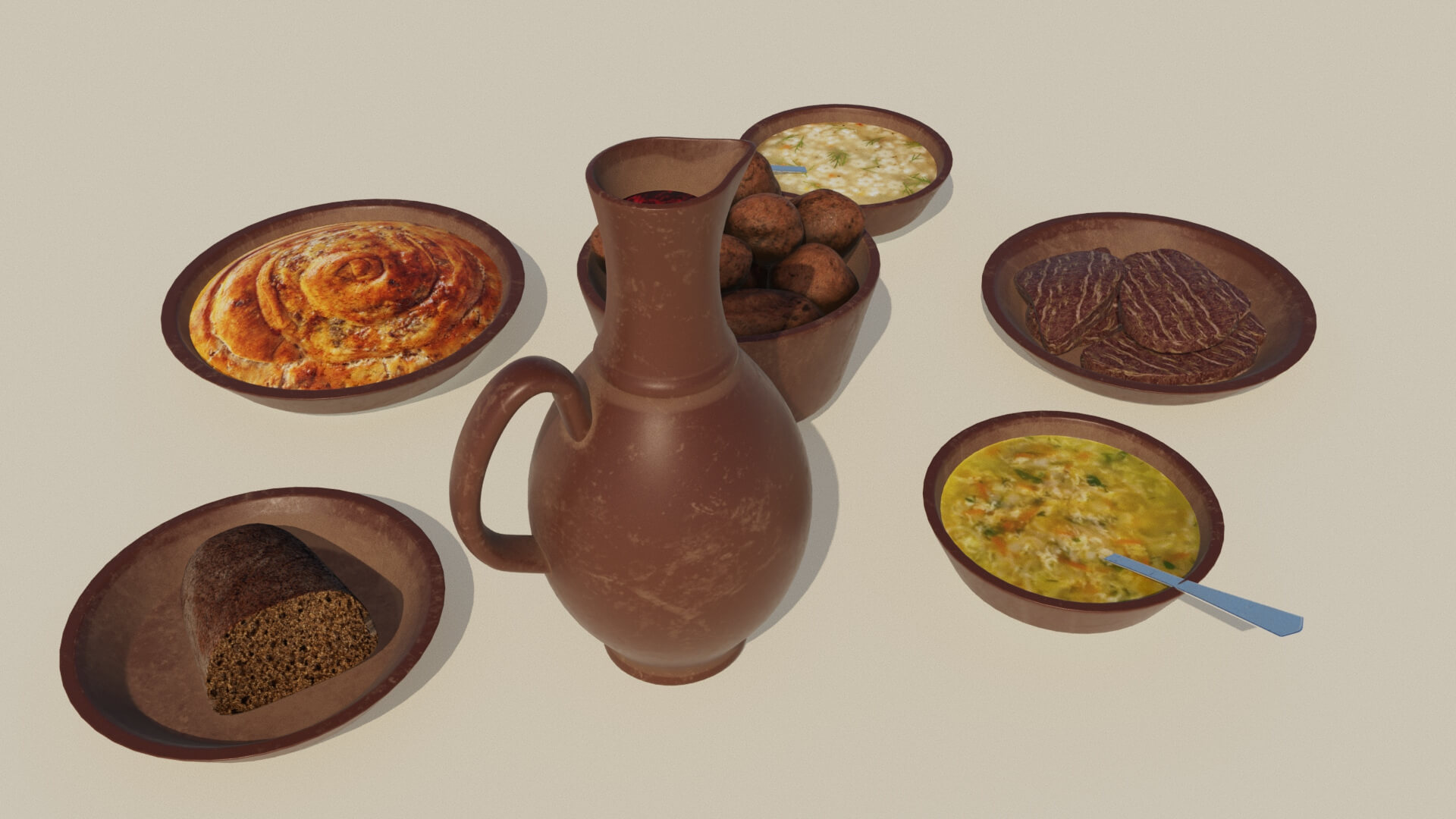 Ceramic Tavern Food Dishes - 3D Model by Mavas3D