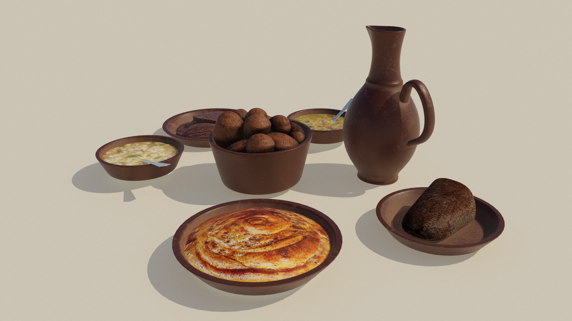 Ceramic Tavern Food Dishes - 3D Model by Mavas3D