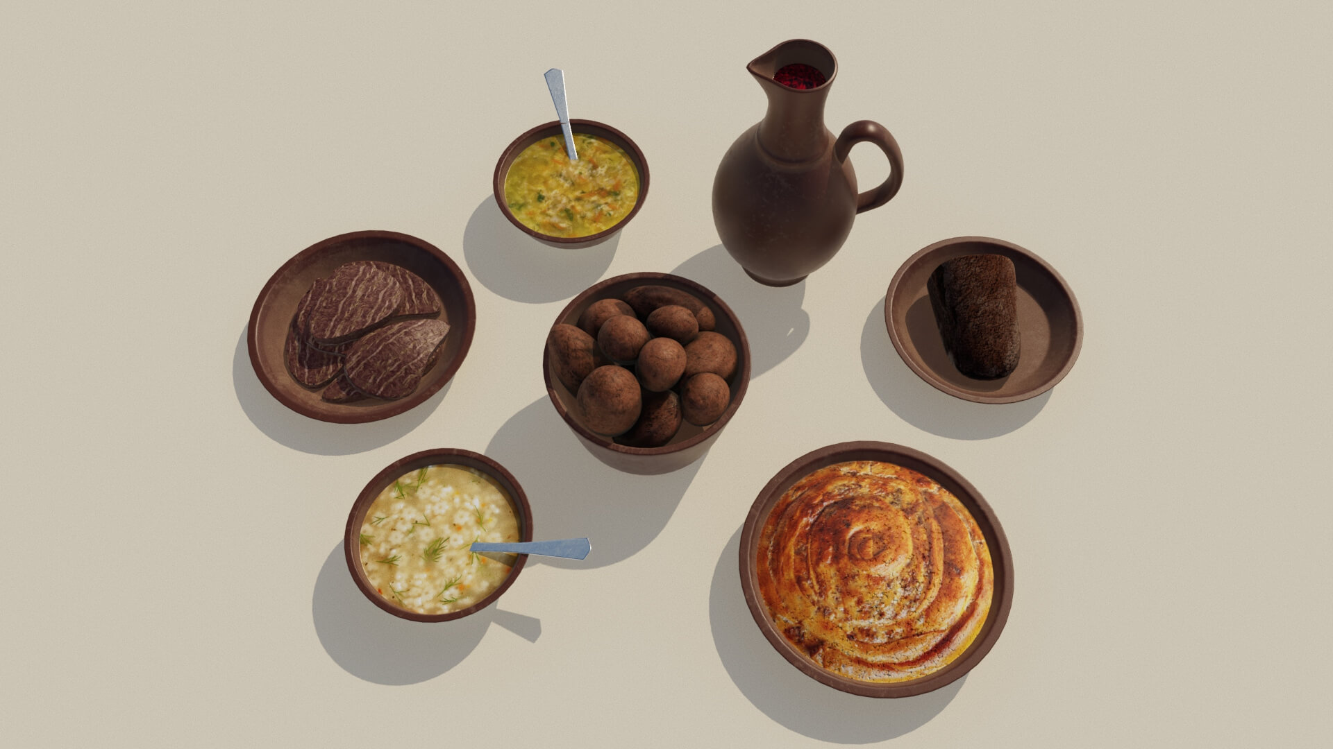 Ceramic Tavern Food Dishes - 3D Model by Mavas3D