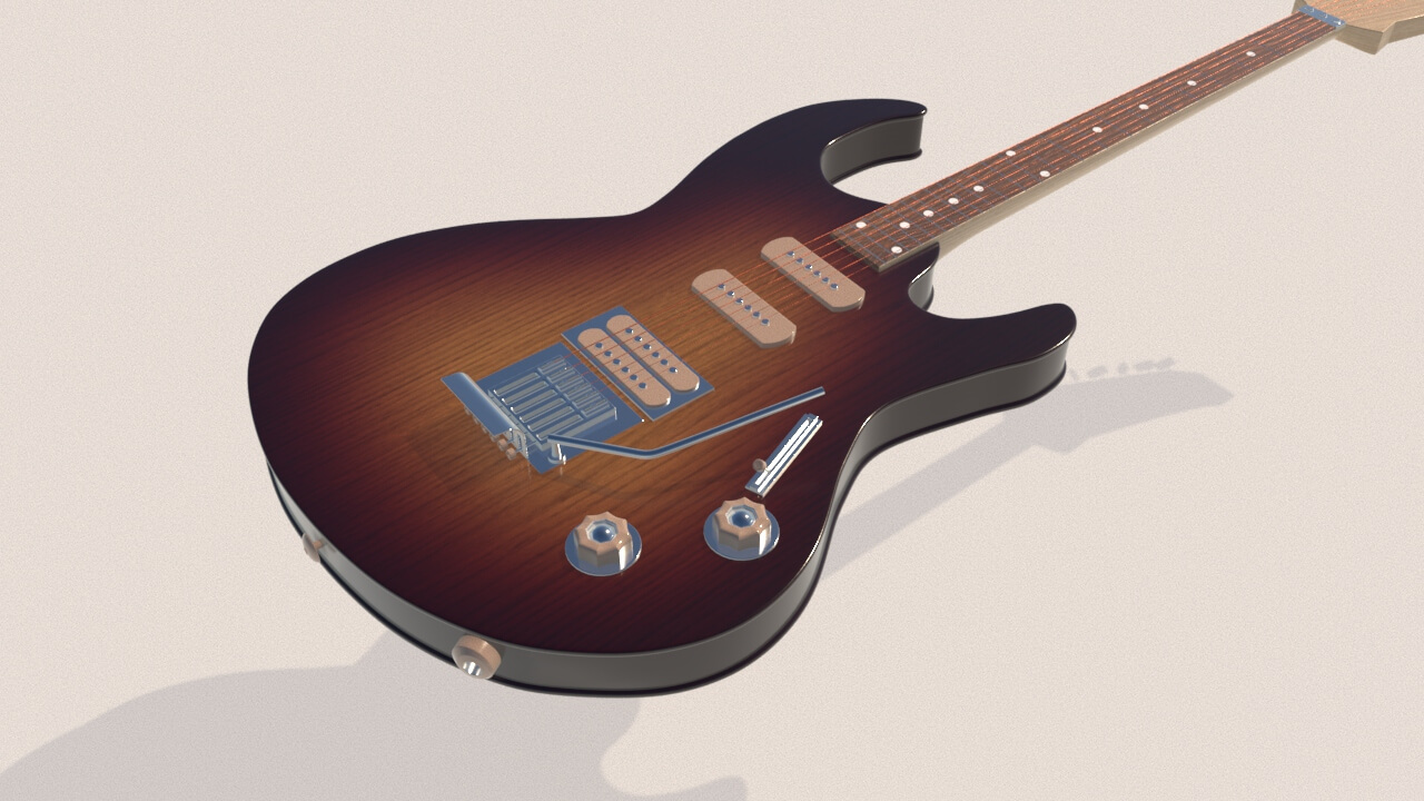 Electric Guitar B - 3D Model by Mavas3D