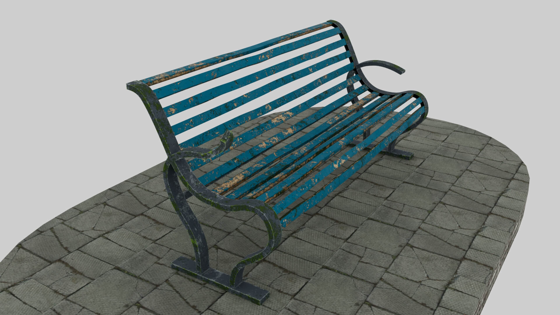 Old Blue Bench - 3D Model by Mavas3D