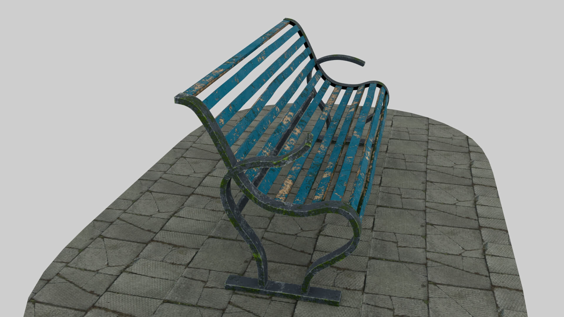 Old Blue Bench - 3D Model by Mavas3D