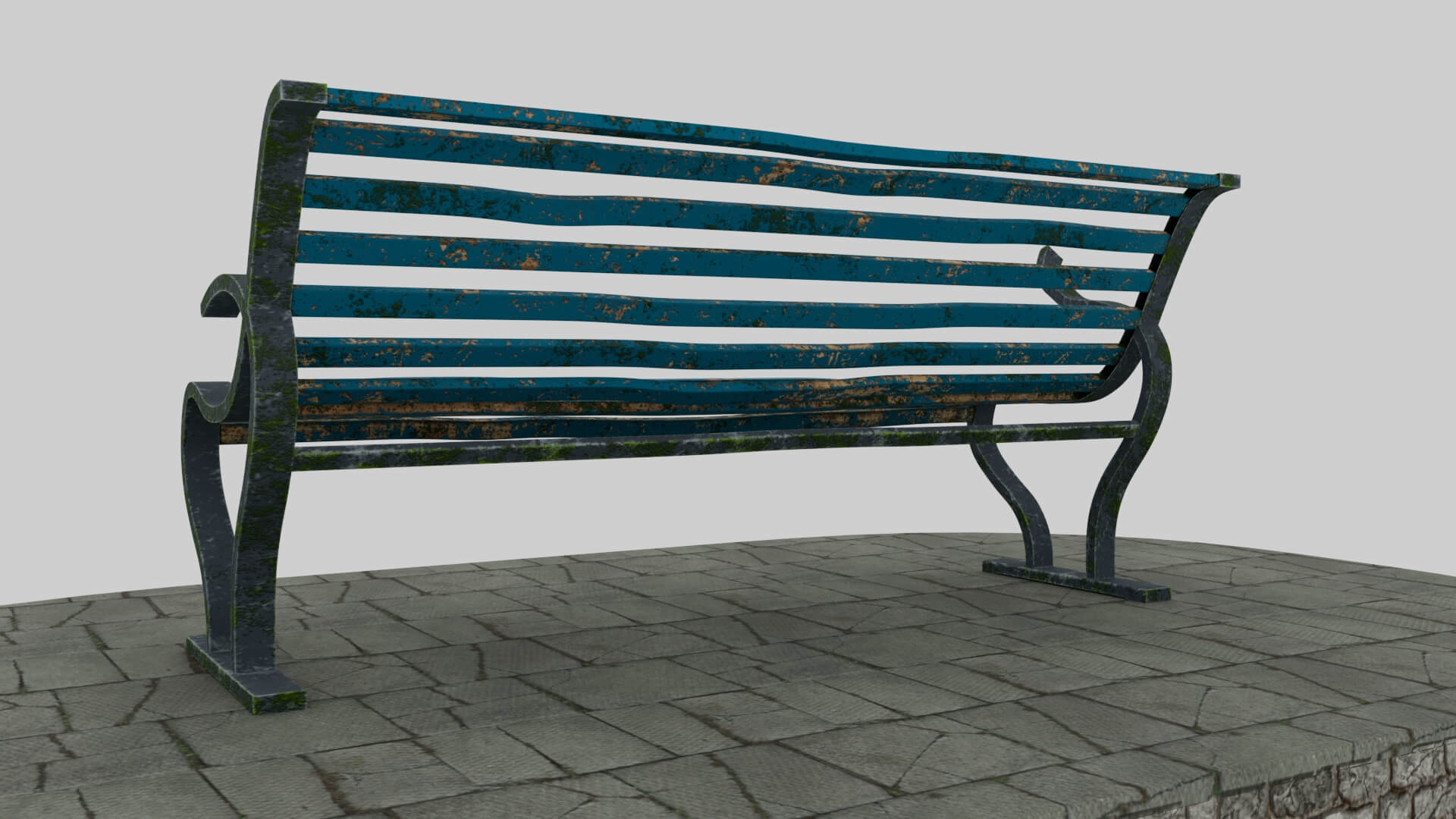 Old Blue Bench - 3D Model by Mavas3D