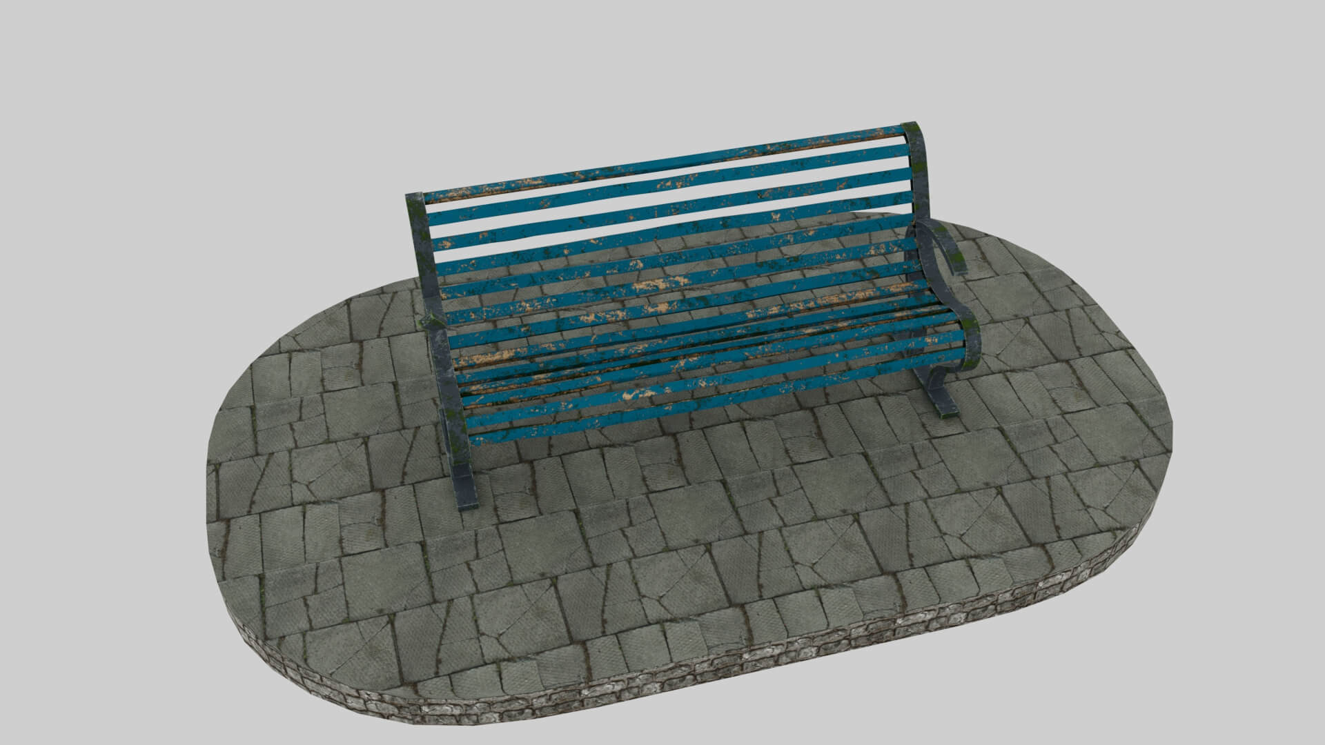 Old Blue Bench - 3D Model by Mavas3D