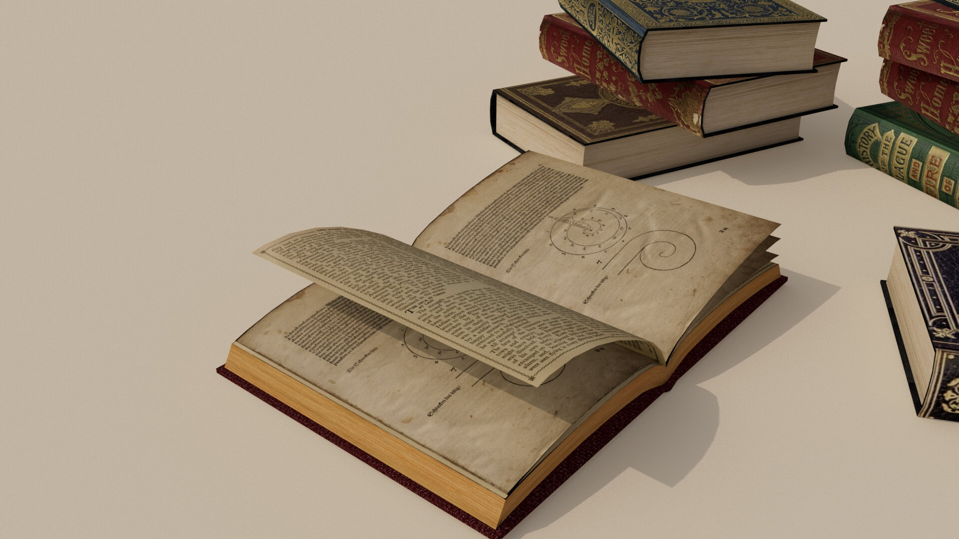 Collection Old Books - Free 3D Model by Mavas3D