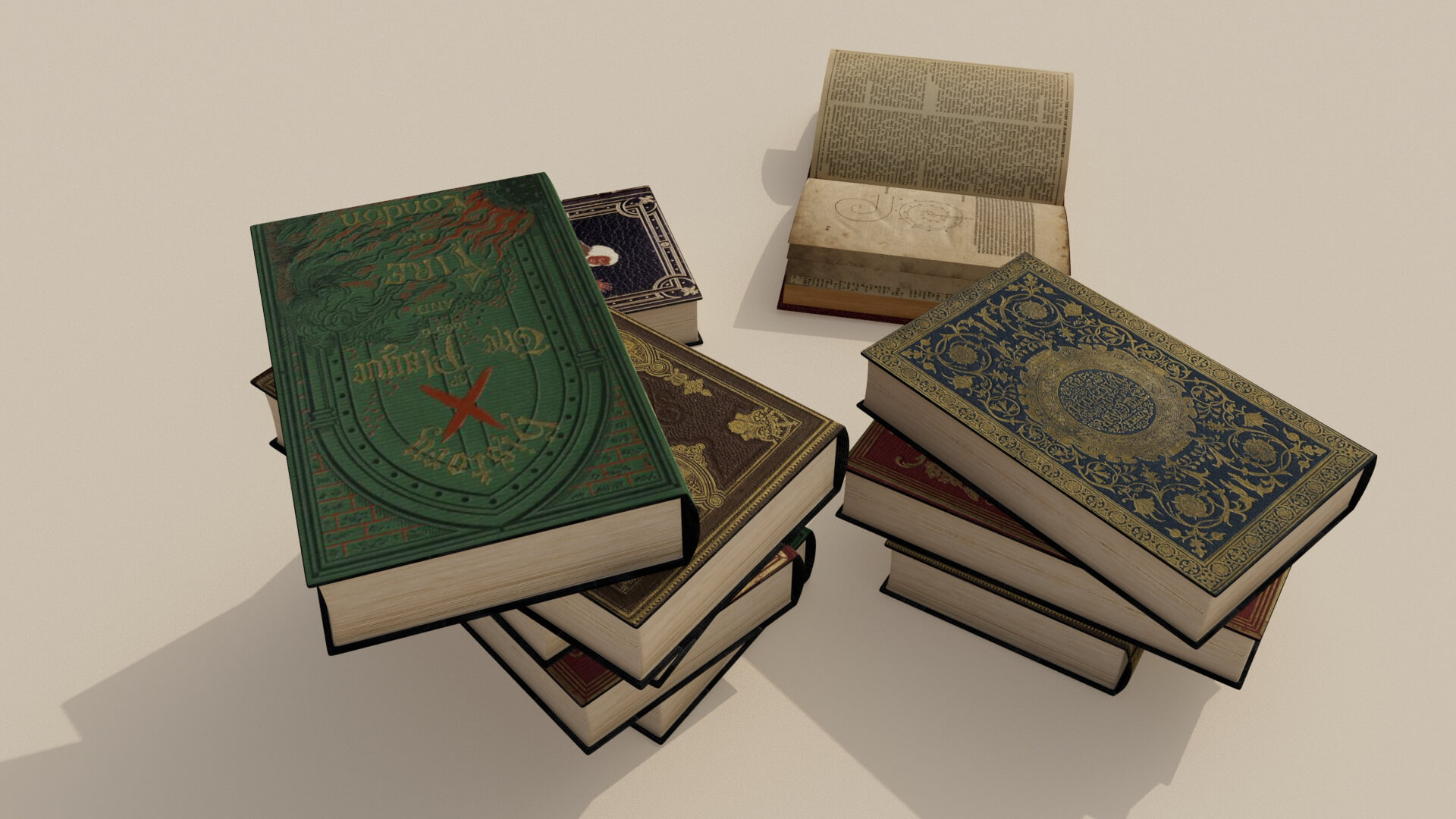 Collection Old Books - Free 3D Model by Mavas3D