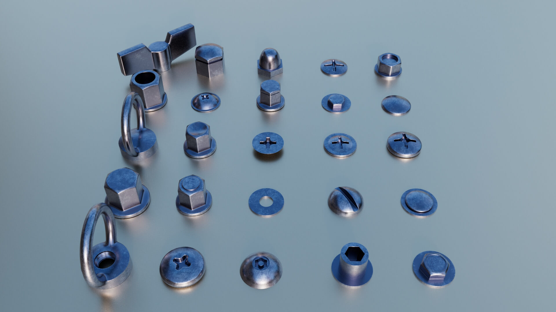Screws and Nuts A - 3D Model by Mavas3D