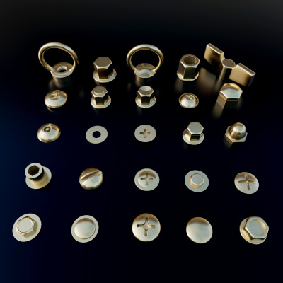 Screws Gold Color - 3D Model by Mavas3D