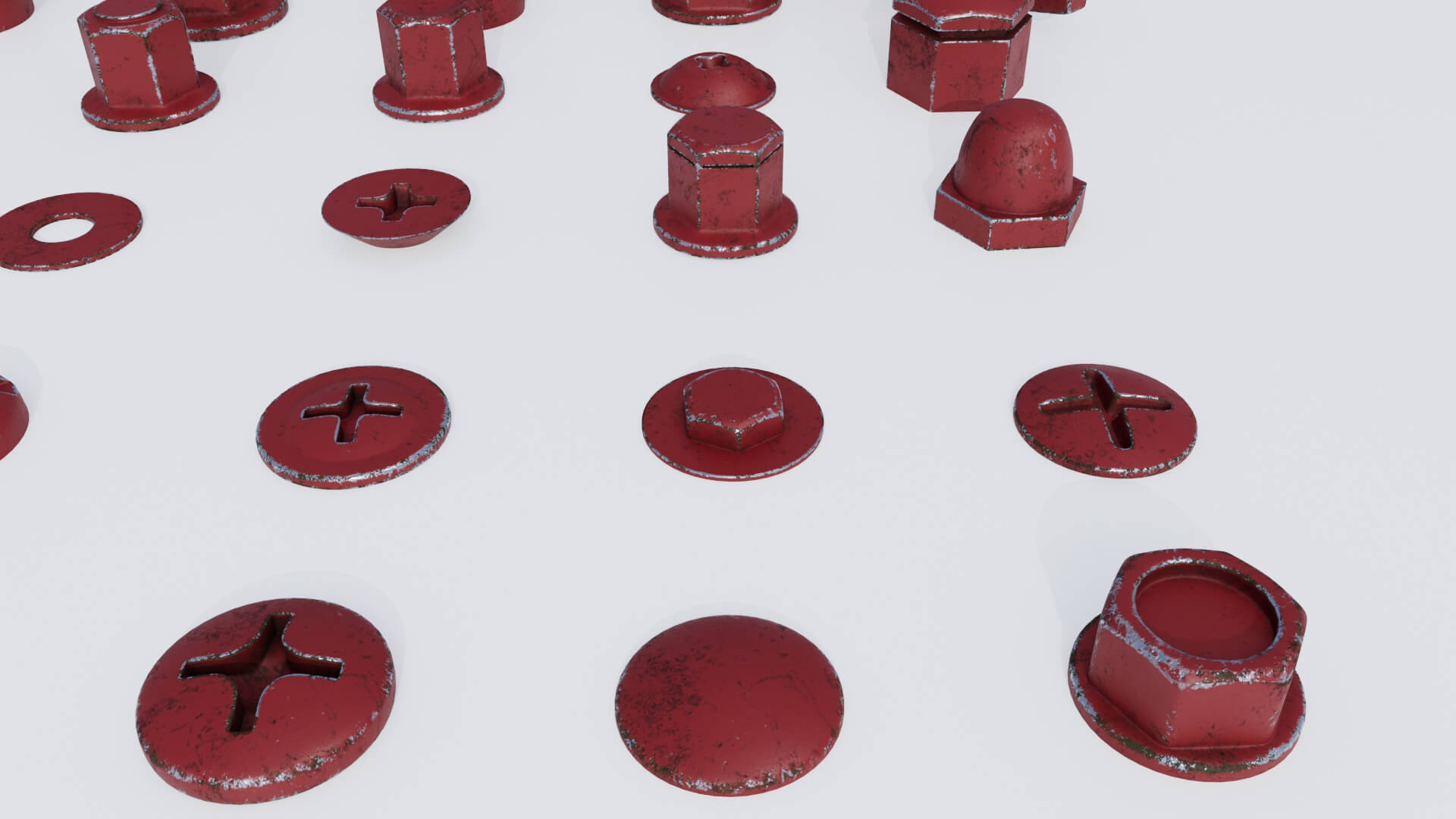 Screws Red Old - 3D Model by Mavas3D