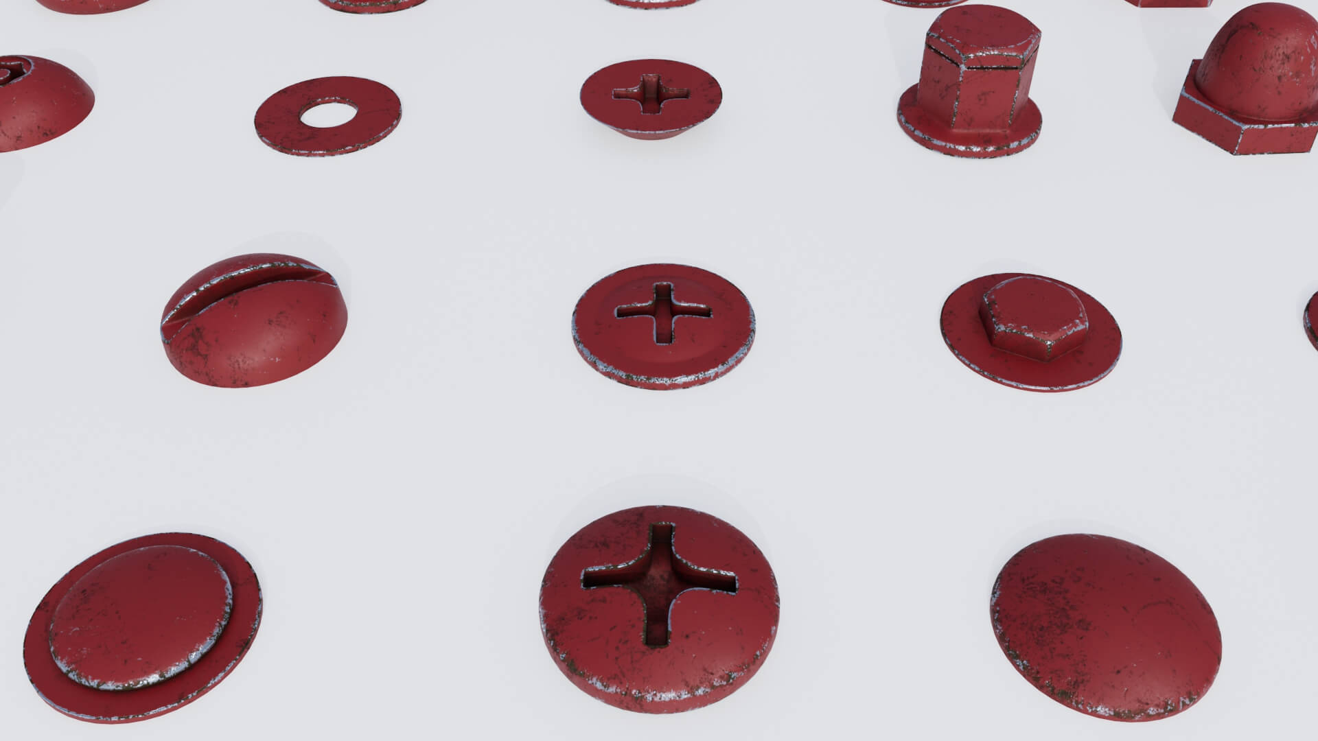 Screws Red Old - 3D Model by Mavas3D