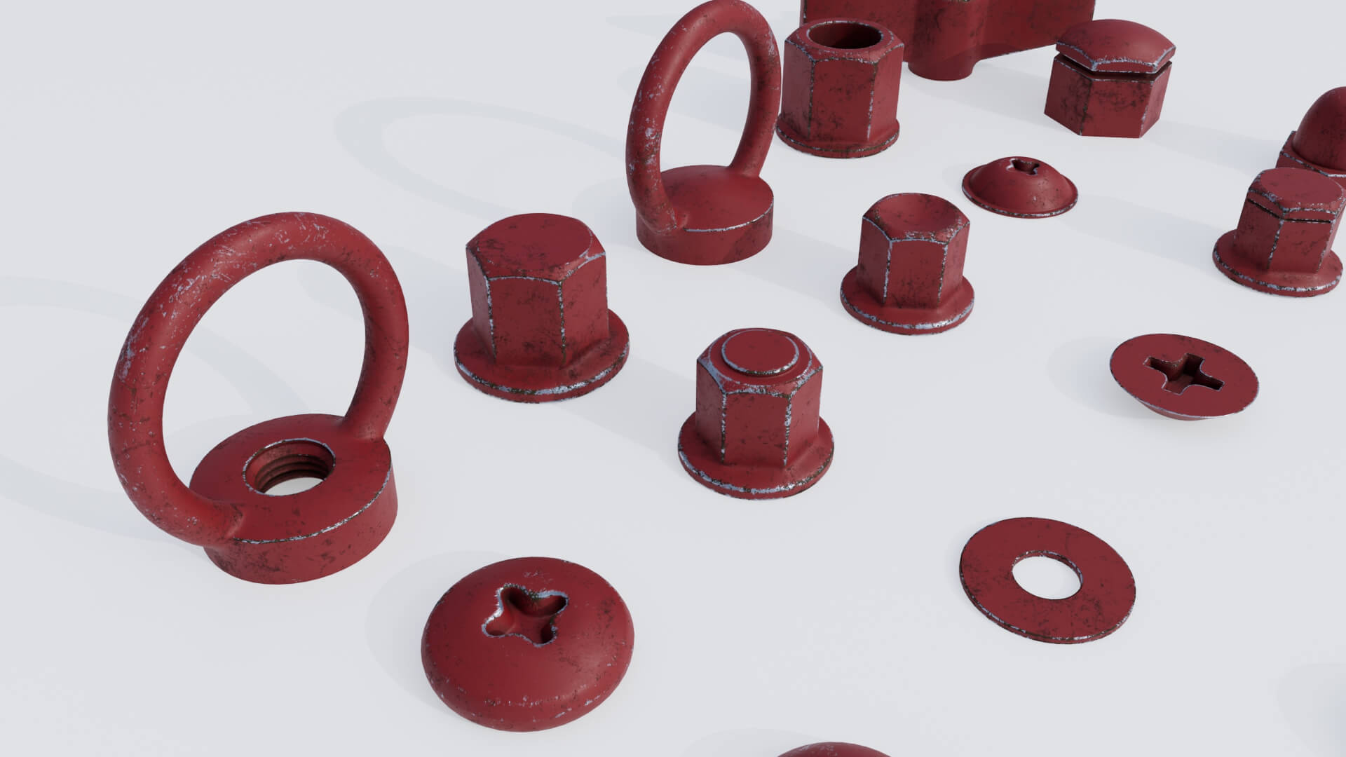 Screws Red Old - 3D Model by Mavas3D