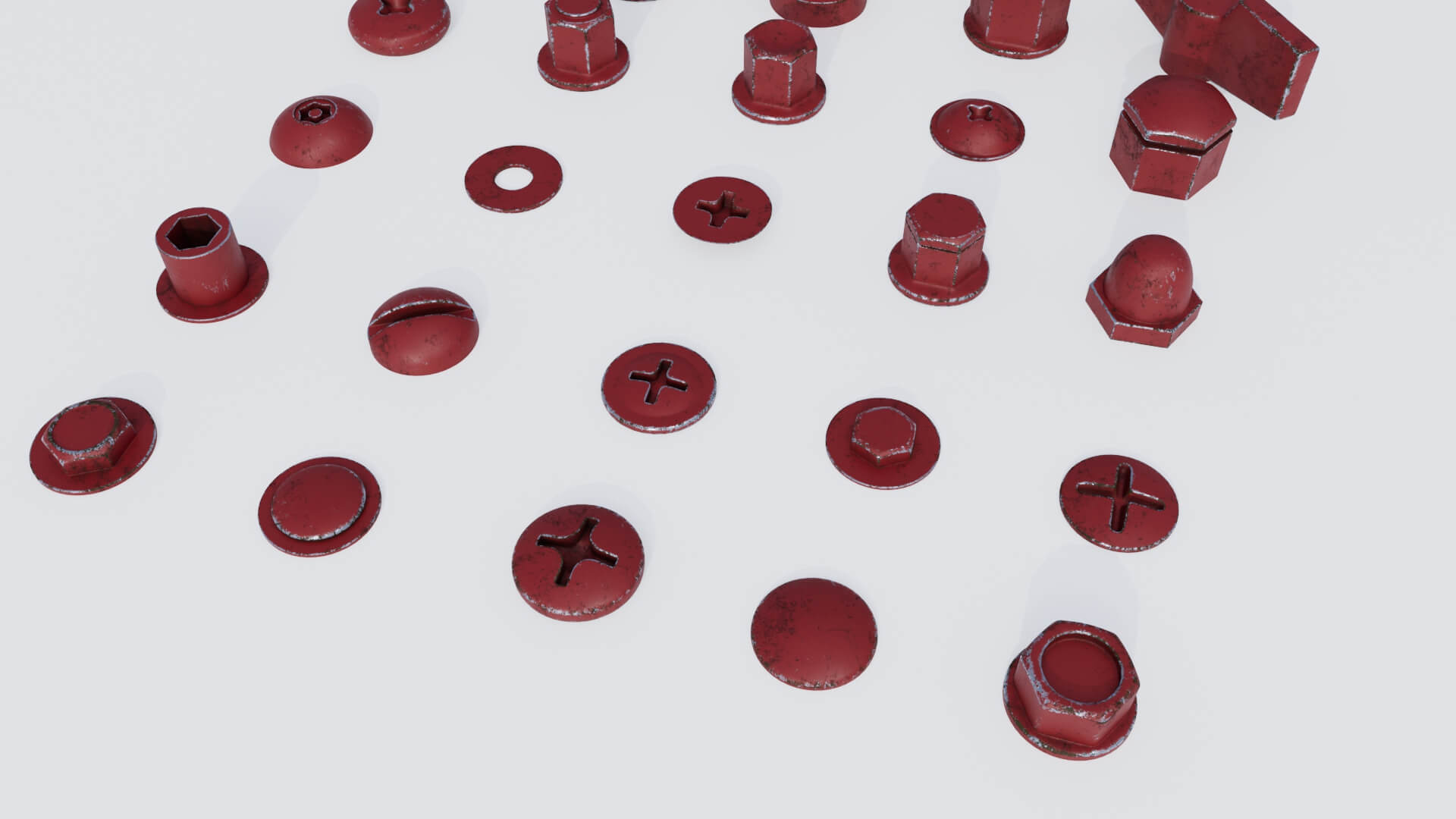 Screws Red Old - 3D Model by Mavas3D