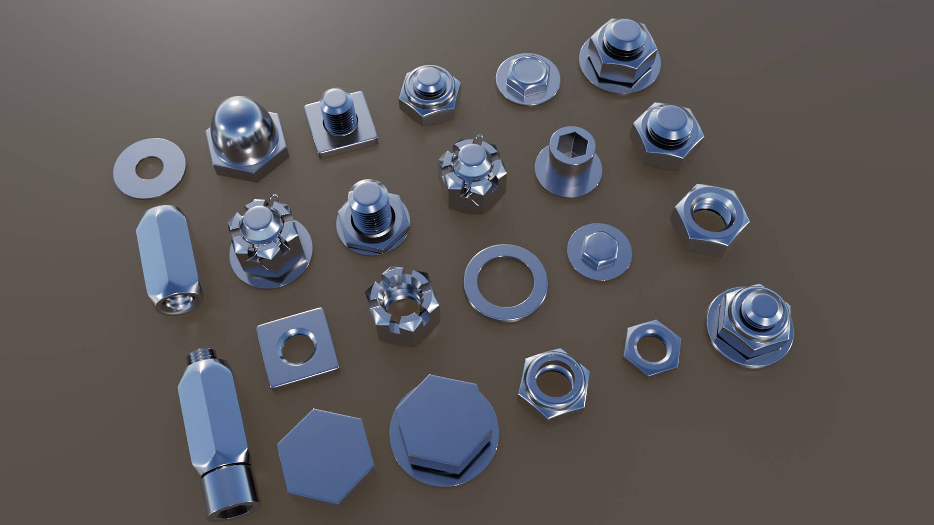 Threaded Connections Chromium - 3D Model by Mavas3D