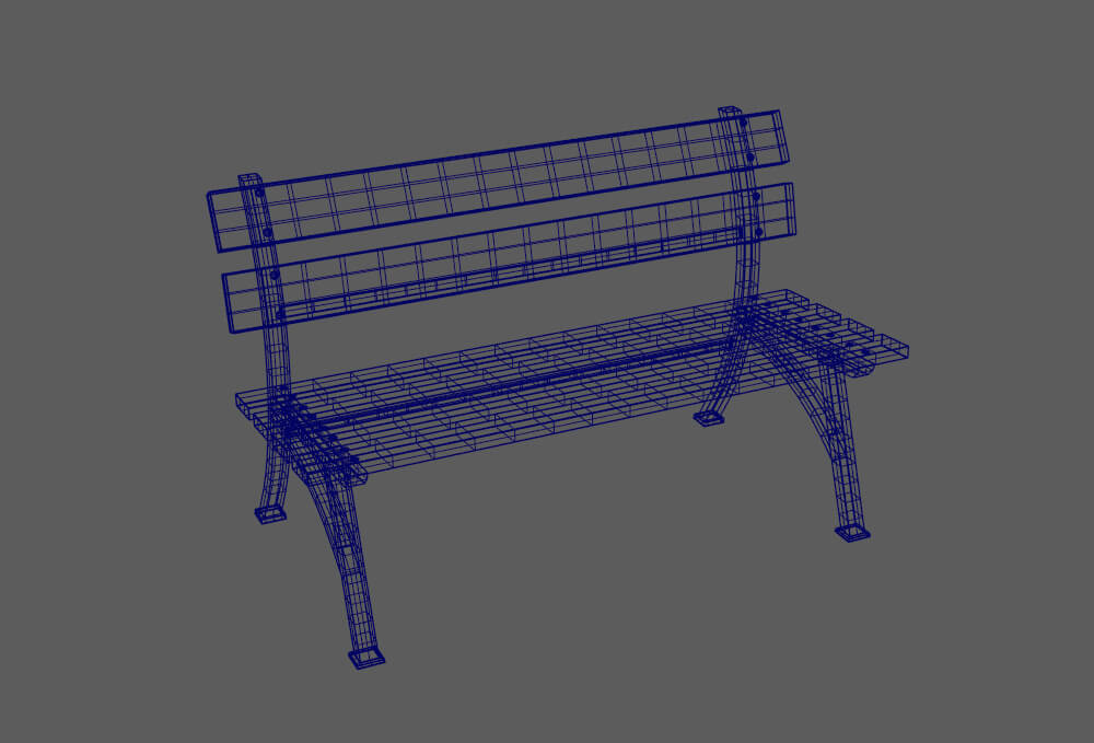 Wooden Garden Bench B - 3D Model by Mavas3D
