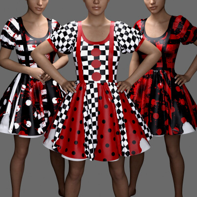 MS Halloween Costume Clown Dress (G8F and G9) - Daz Content by MavisSky
