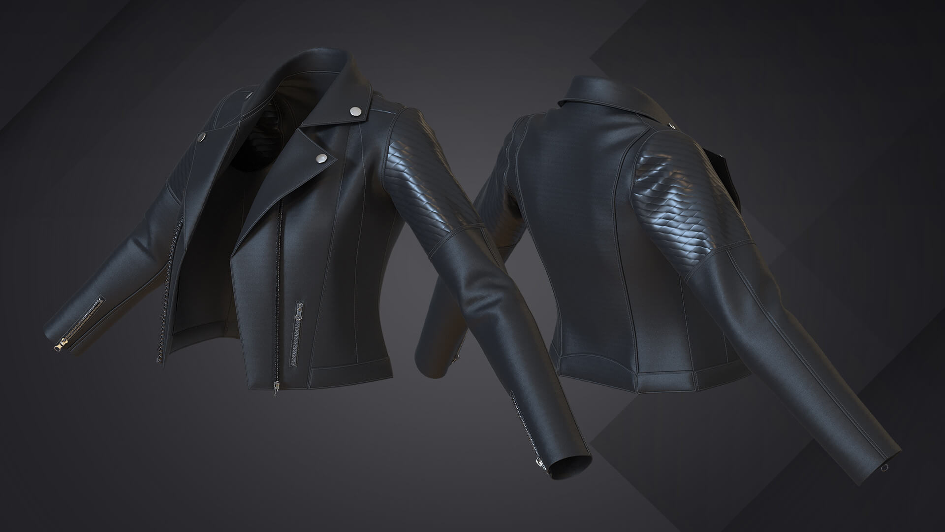 Female Leather Jacket for Marvelous Designer / CLO3D - 3D Model by Max Dias