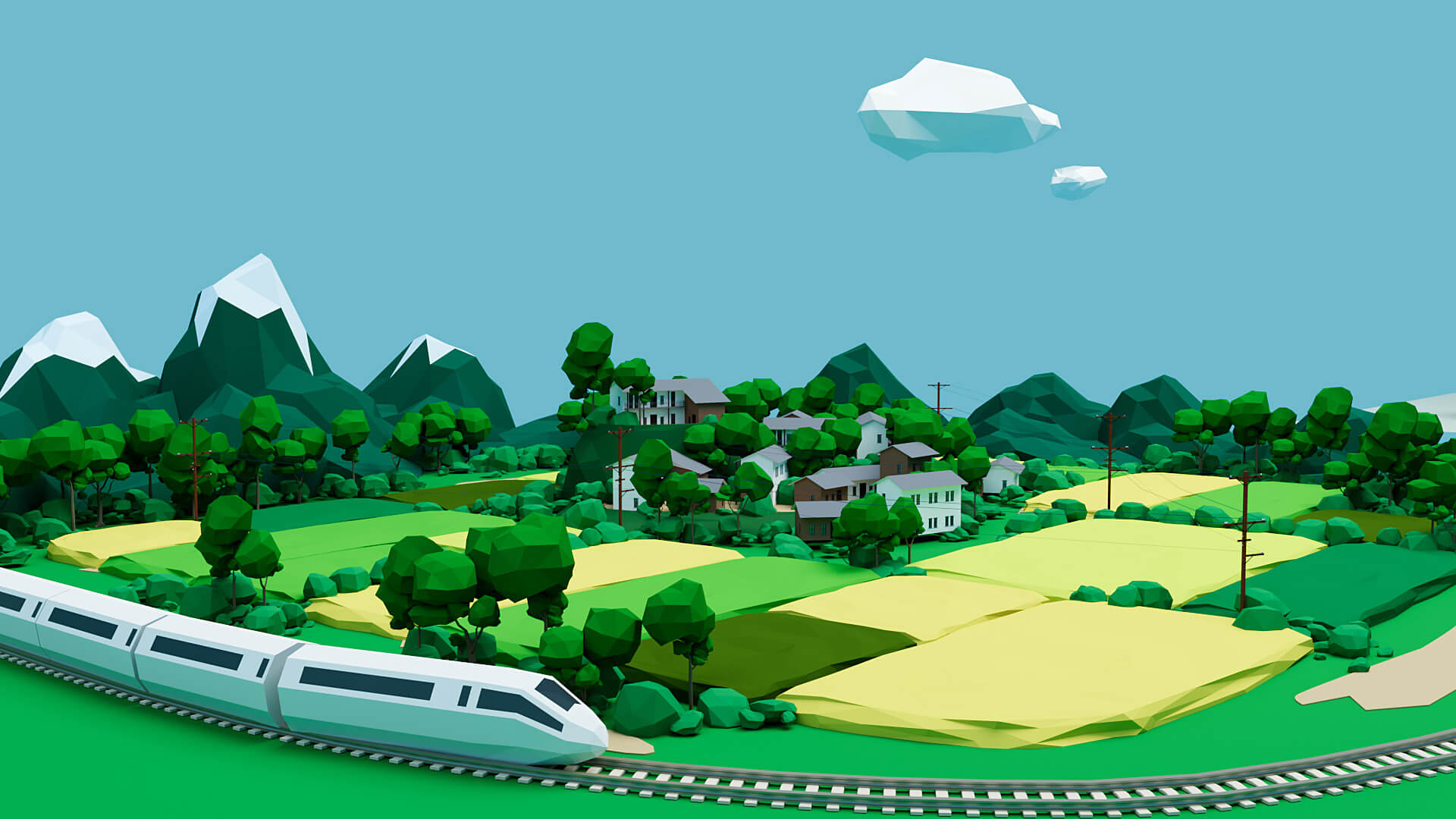 Low Poly Tree Rural Landscape - 3D Model by Max857