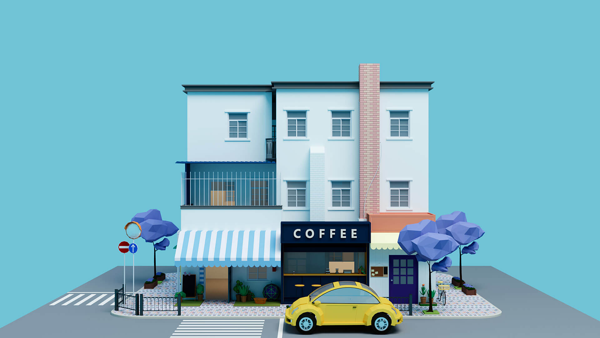 Street Side Shops - 3D Model by Max857