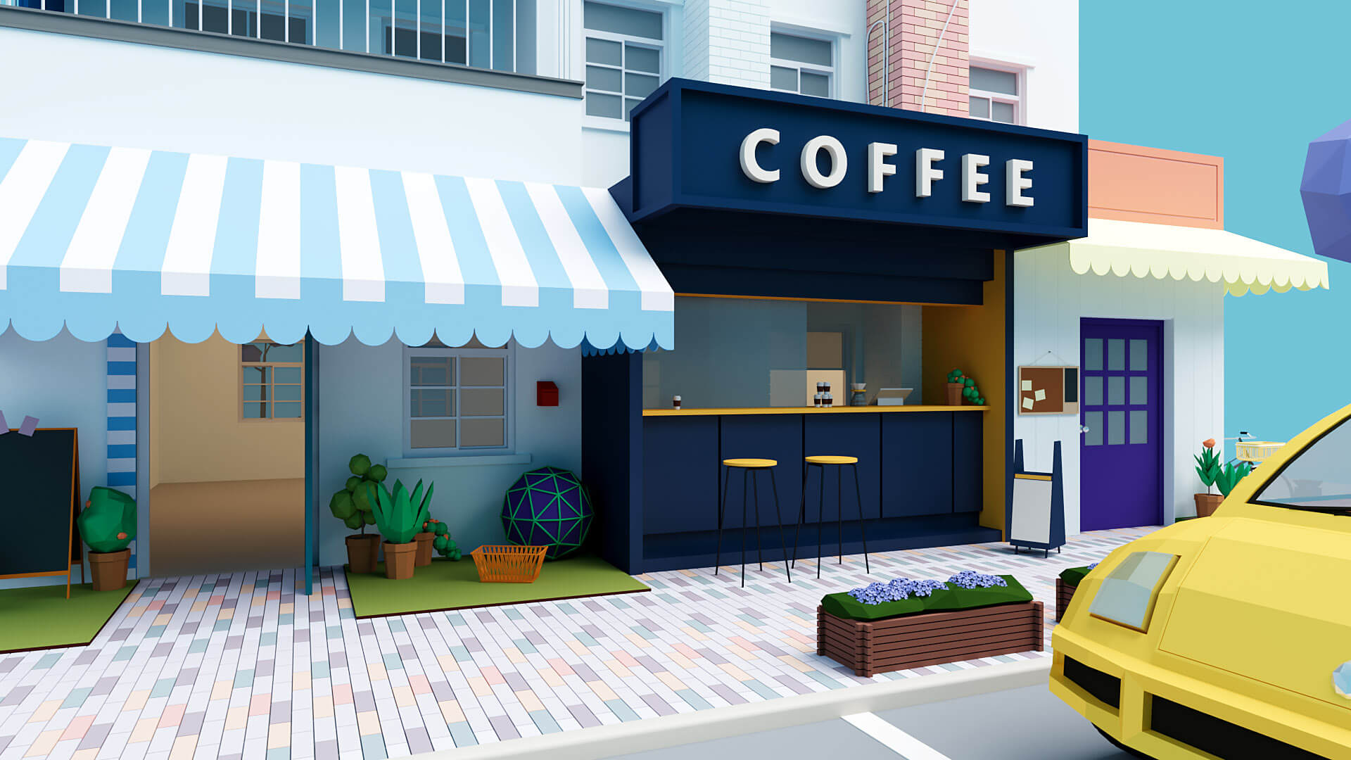 Street Side Shops - 3D Model by Max857