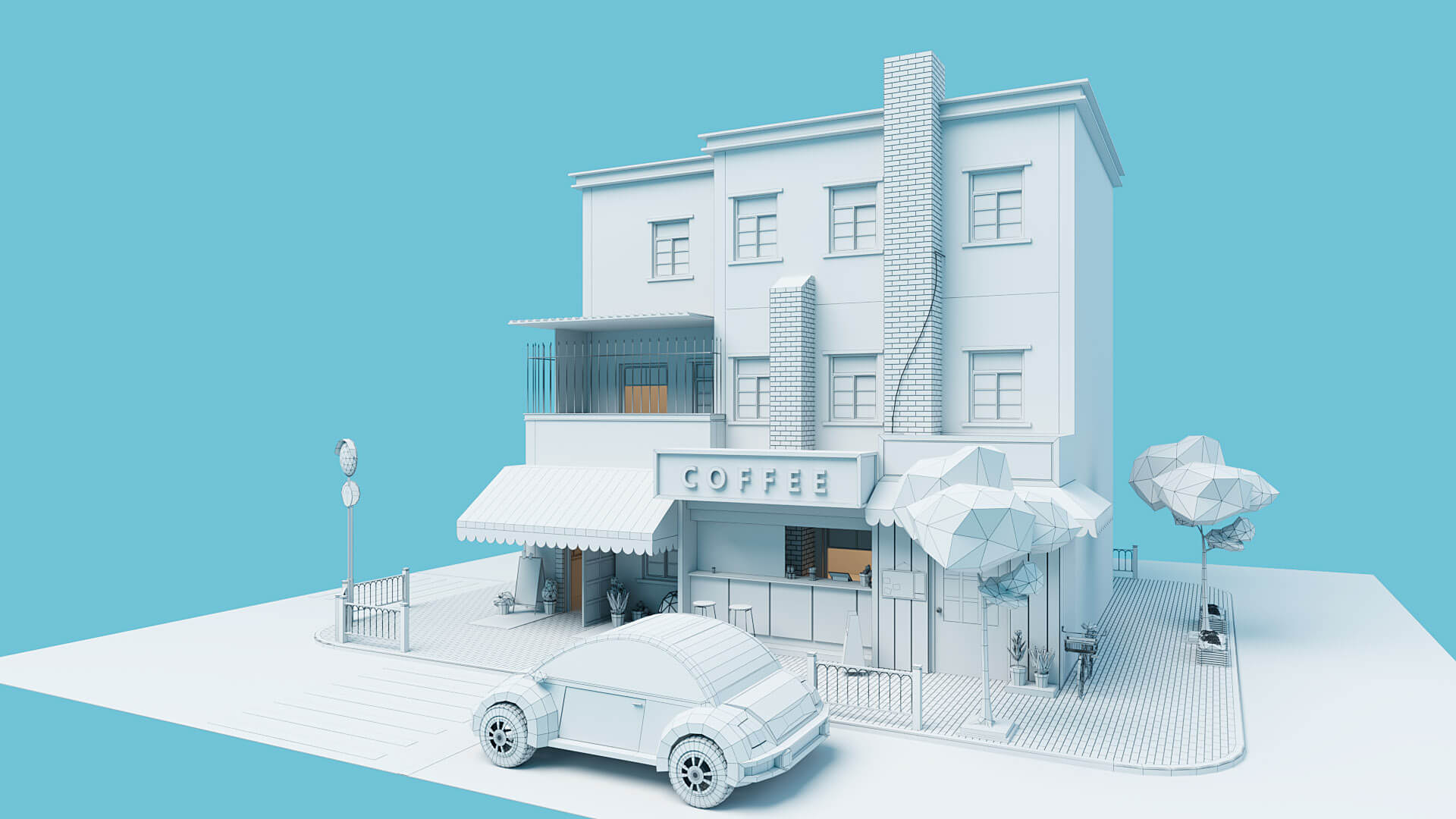 Street Side Shops - 3D Model by Max857