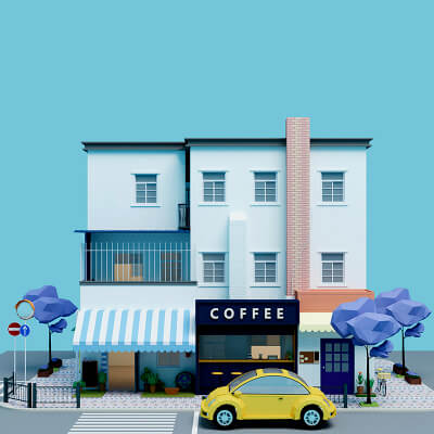 Street Side Shops - 3D Model by Max857