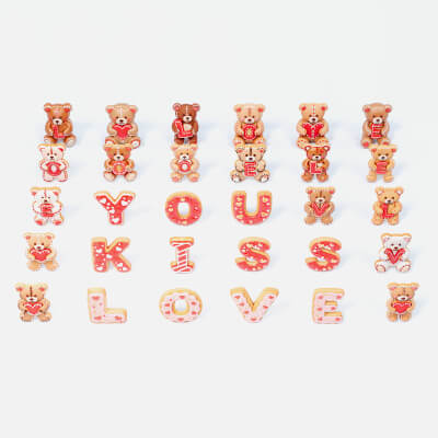 Valentine's Day style bear and letter cookies - 3D Model by Max857