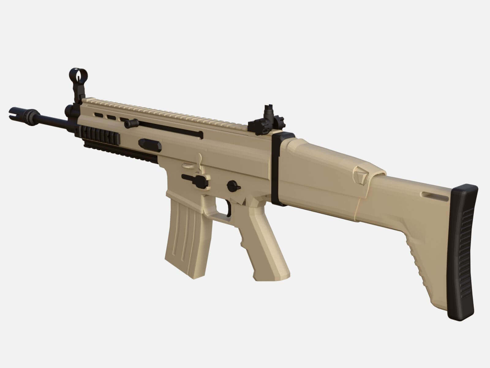 FN-Scar Assault Rifle 3D Model by Maya Modeler