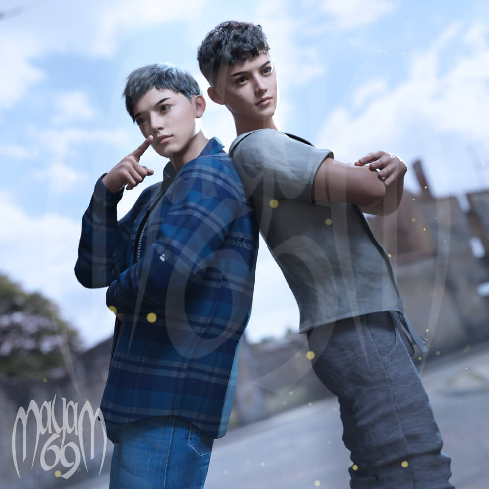 NP Satoru & NP Nicholas 3D Render, Digital Art by mayam69