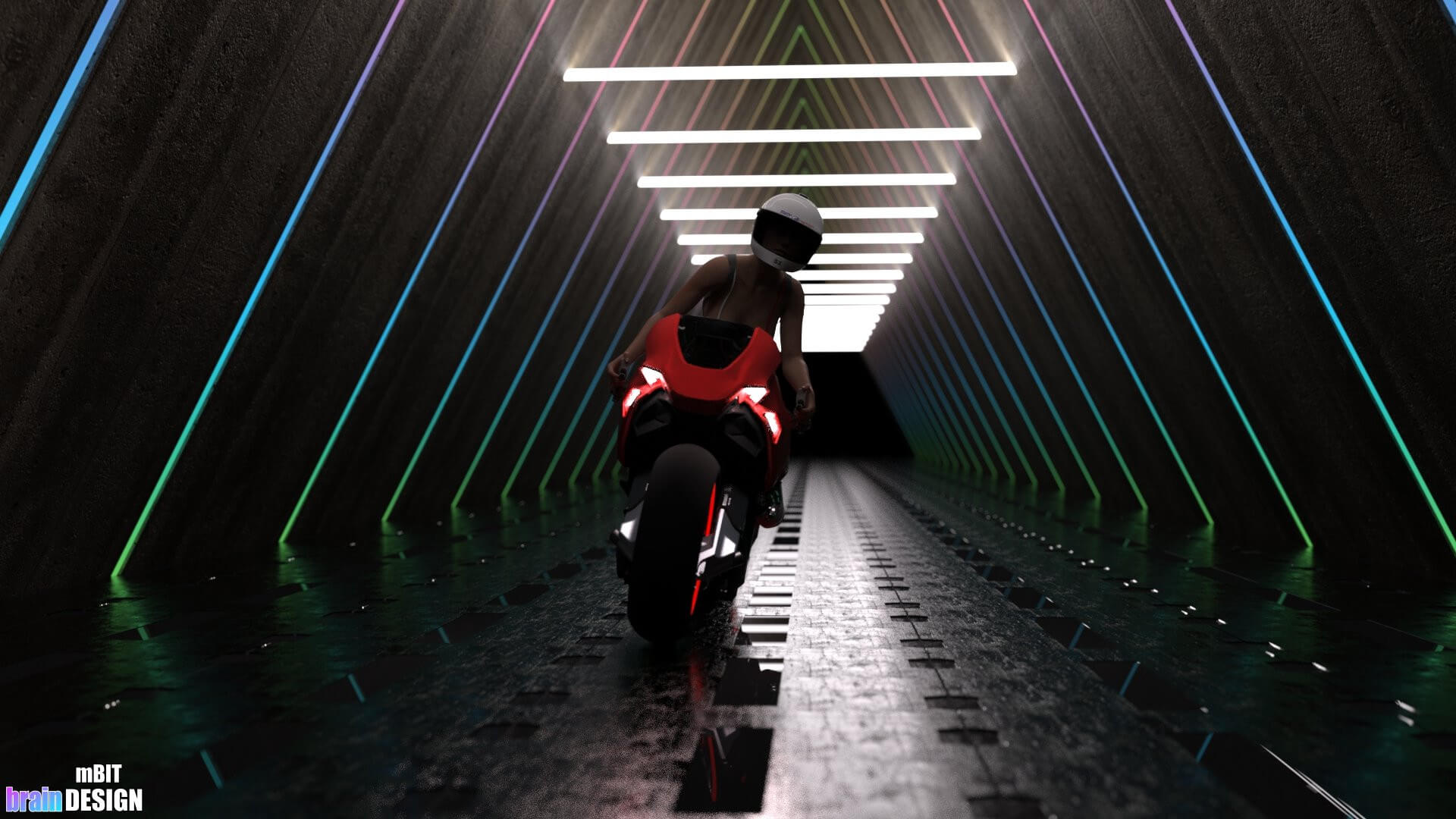 Rave the Tunnel 3D Render, Digital Art by mbit