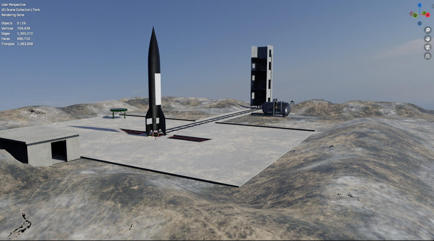 V2 Rocket Base Blender + FBX + OBJ - 3D Model by mbit