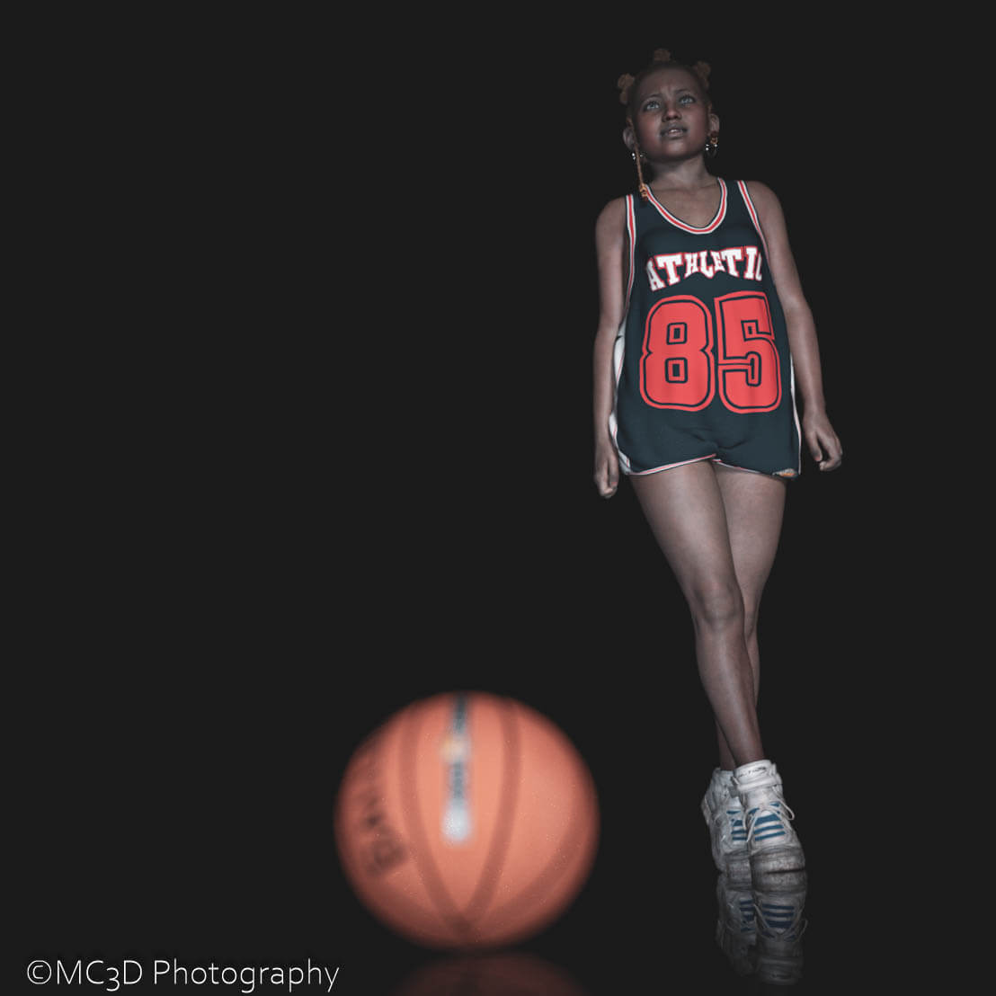 Basket Ball Pose 3D Render, Digital Art by MC3D57