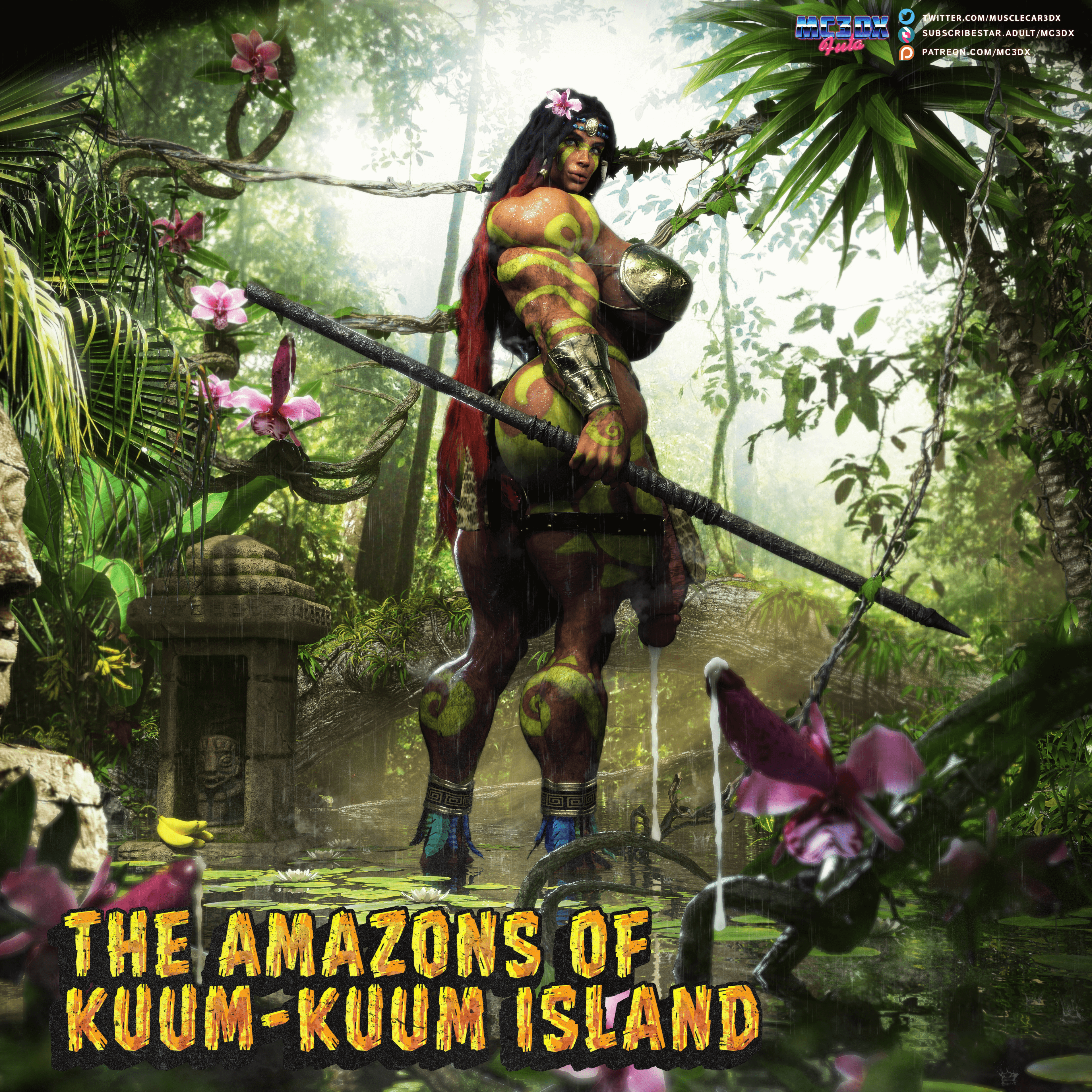 The Amazons of Kuum-Kuum Island 3D Render, Digital Art by MC3DX