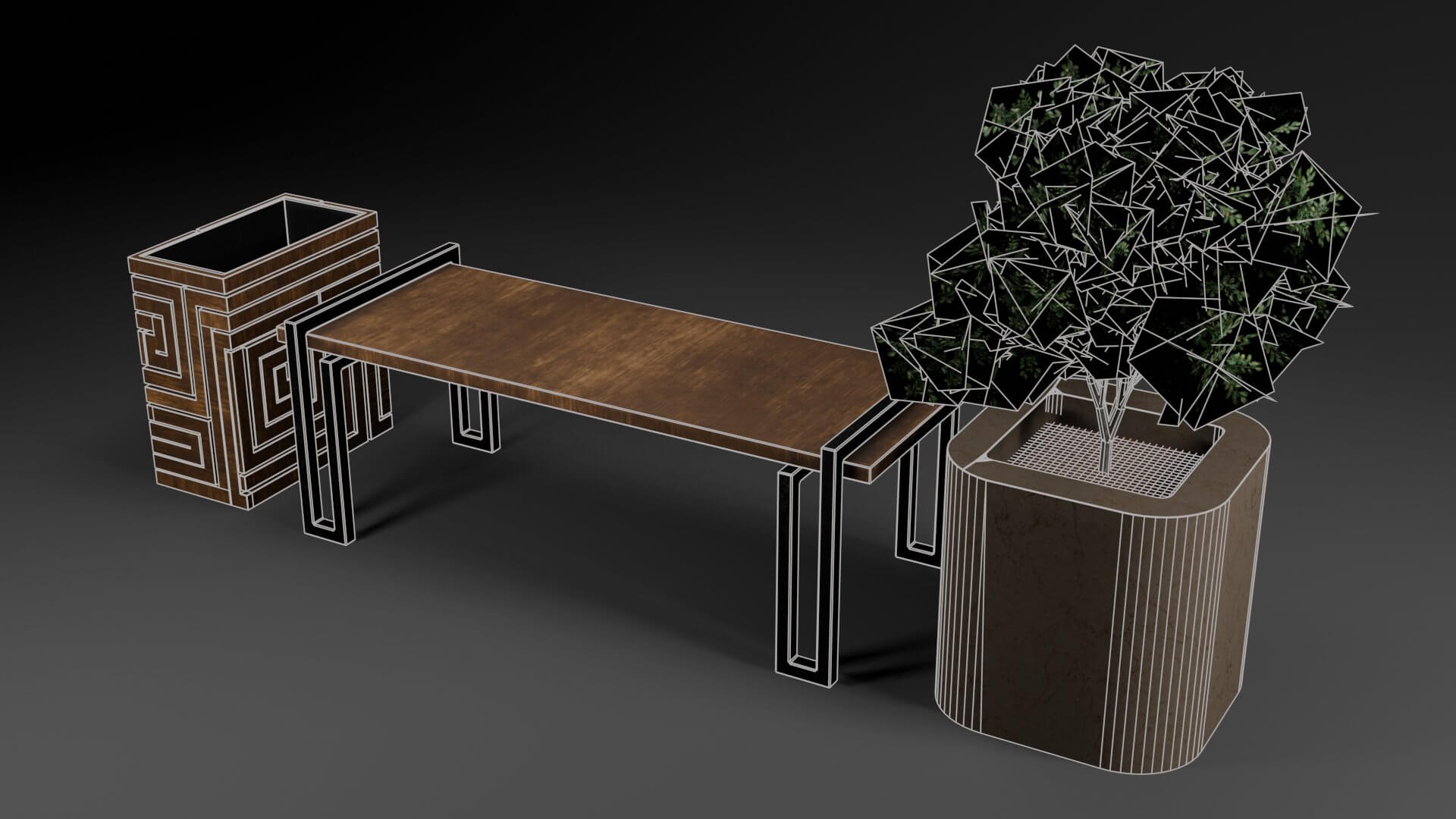 Spiral Urn & Bench - 3D Model by MDAstd