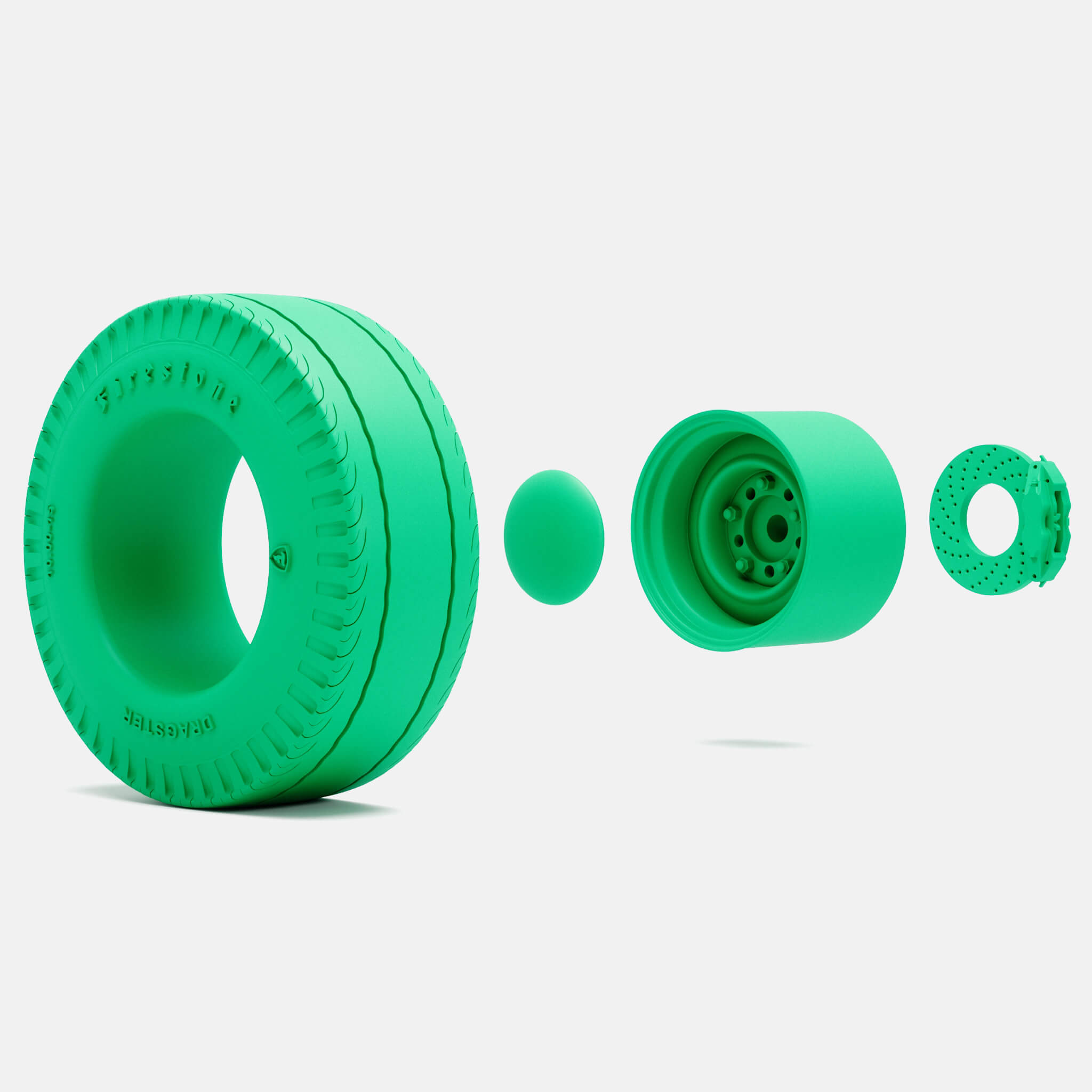 1/24 Scale, 15X10 Smoothie Wheel, Firestone Dragster Slick - 3D Model ...