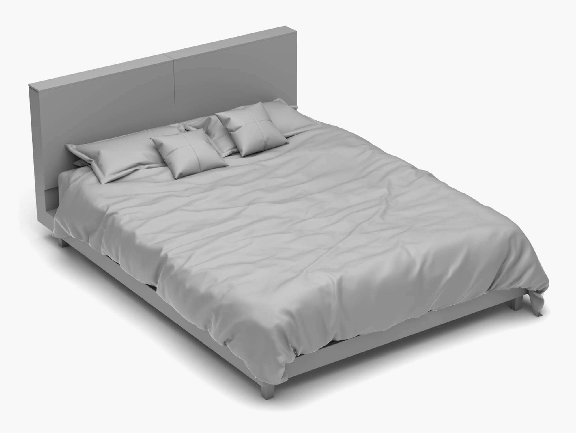 Wooden Bed Set - 3D Model by meanmachinemodels