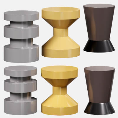 Hourglass Stool Side by Bodema - 3D Model by Meert