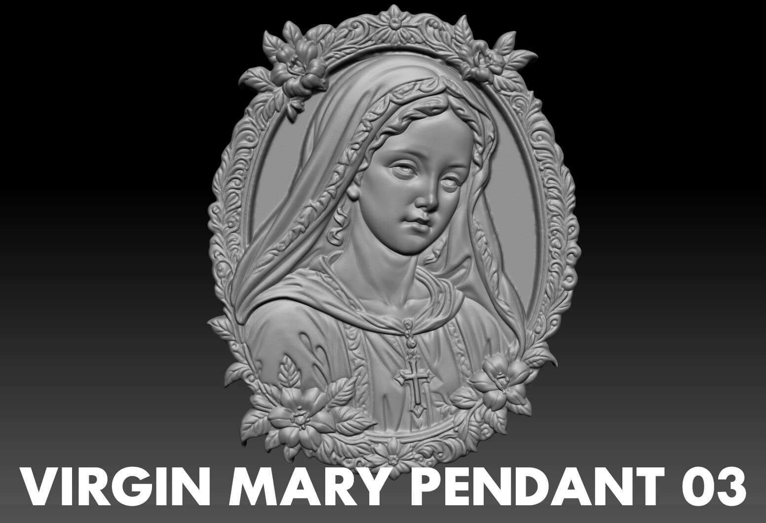 05 Virgin Mary Pendants - 230826 3D Print Model by mega3d