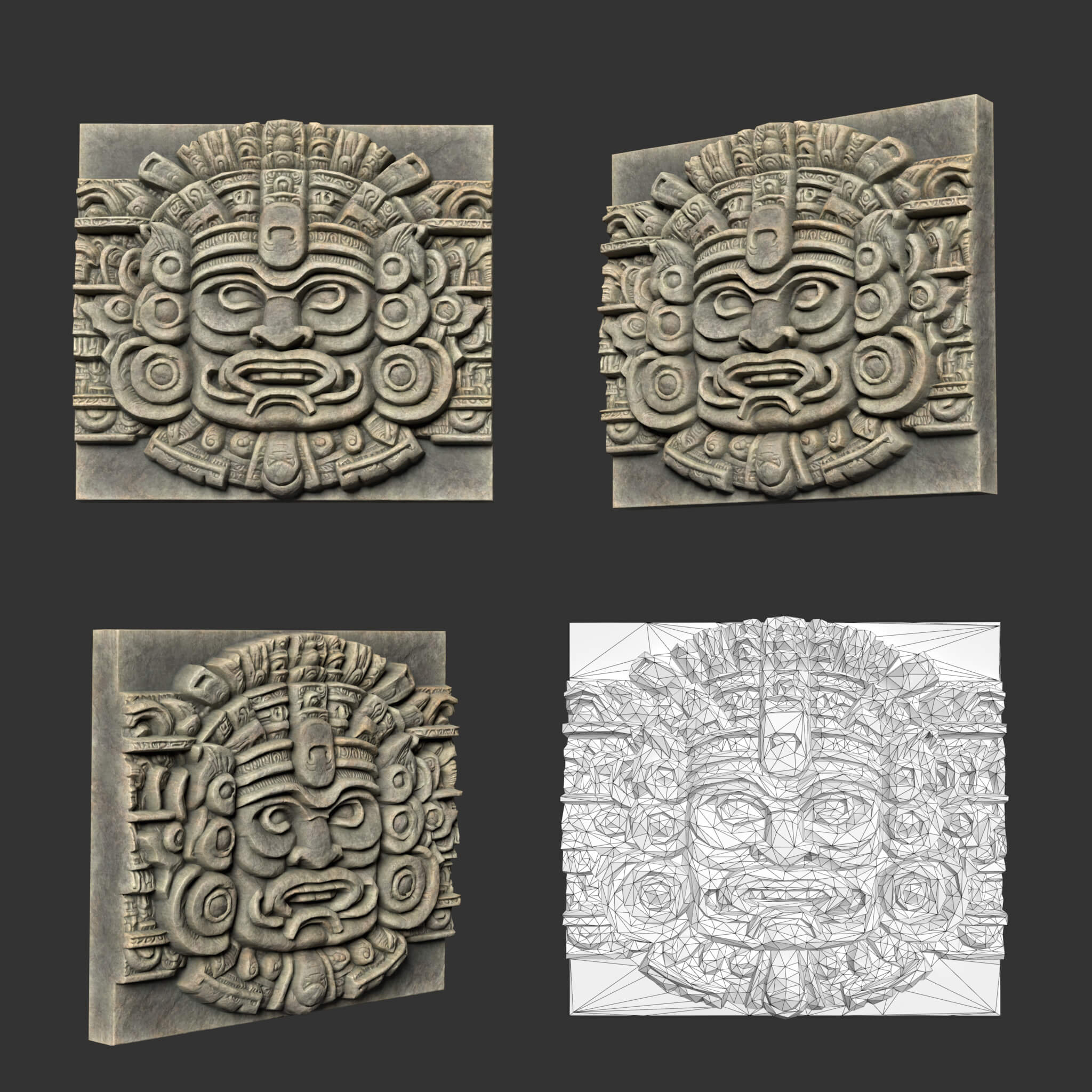 10 Low Poly PBR Mayan Temple Wall Decor - 3D Model by mega3d