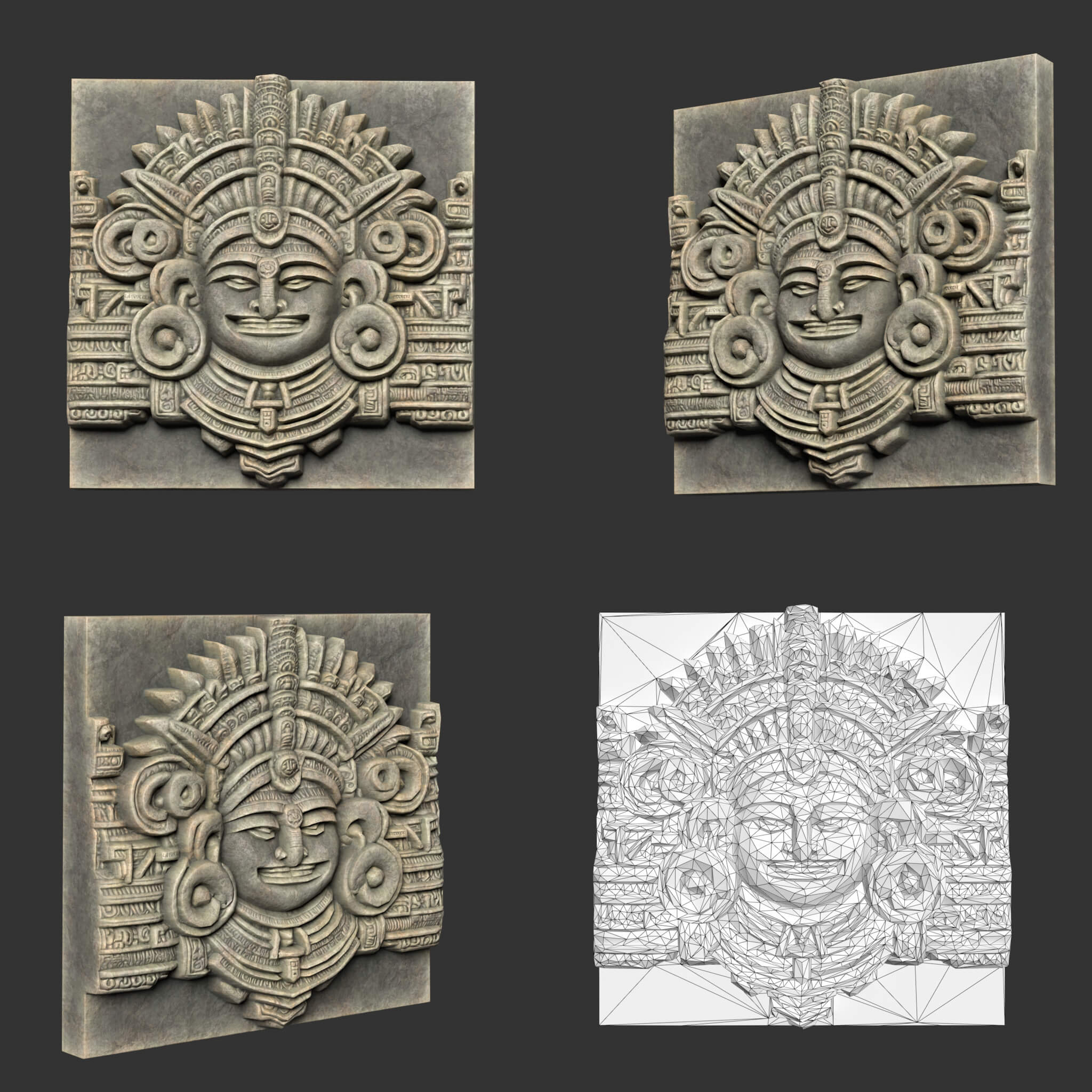 10 Low Poly PBR Mayan Temple Wall Decor - 3D Model by mega3d
