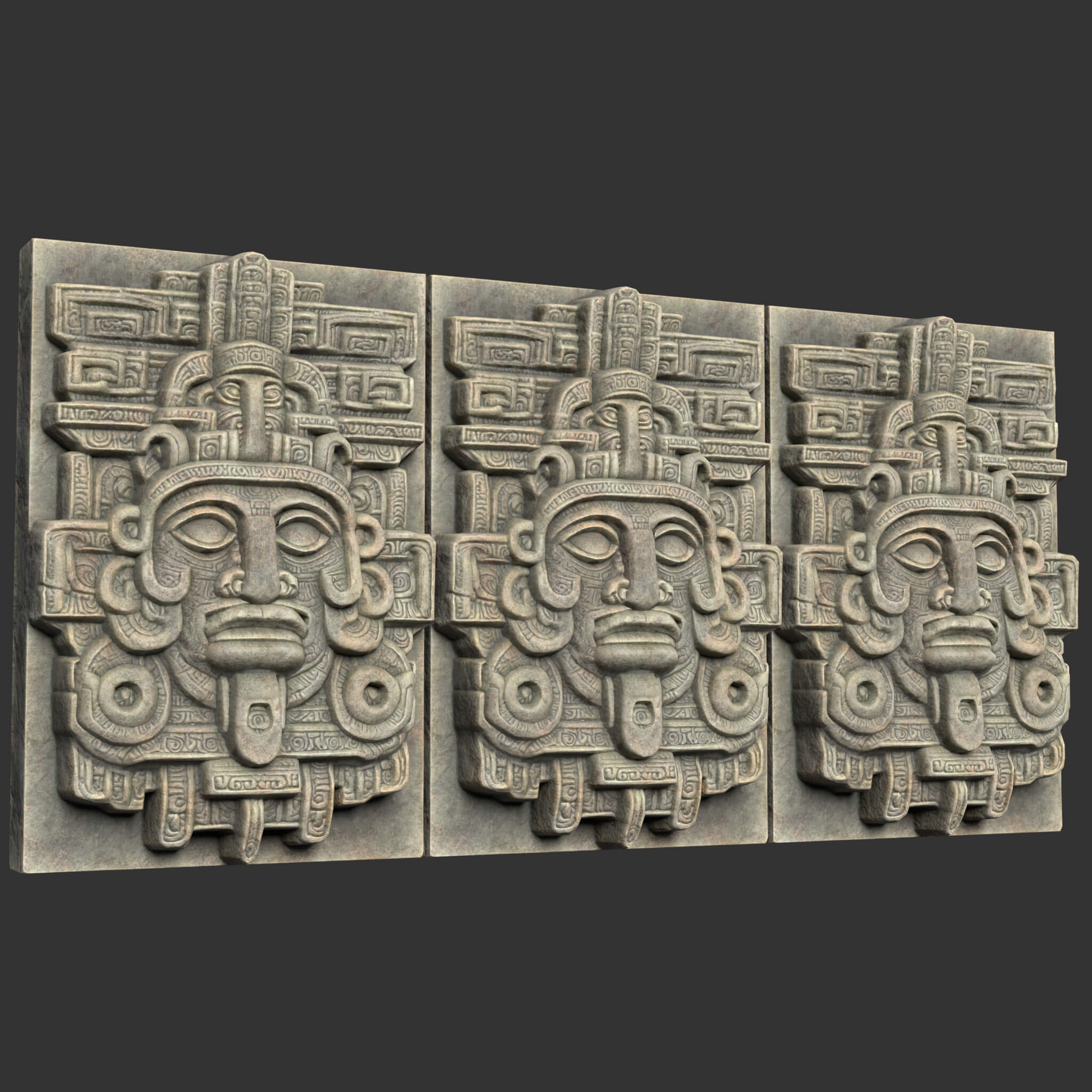 10 Low Poly PBR Mayan Temple Wall Decor - 3D Model by mega3d