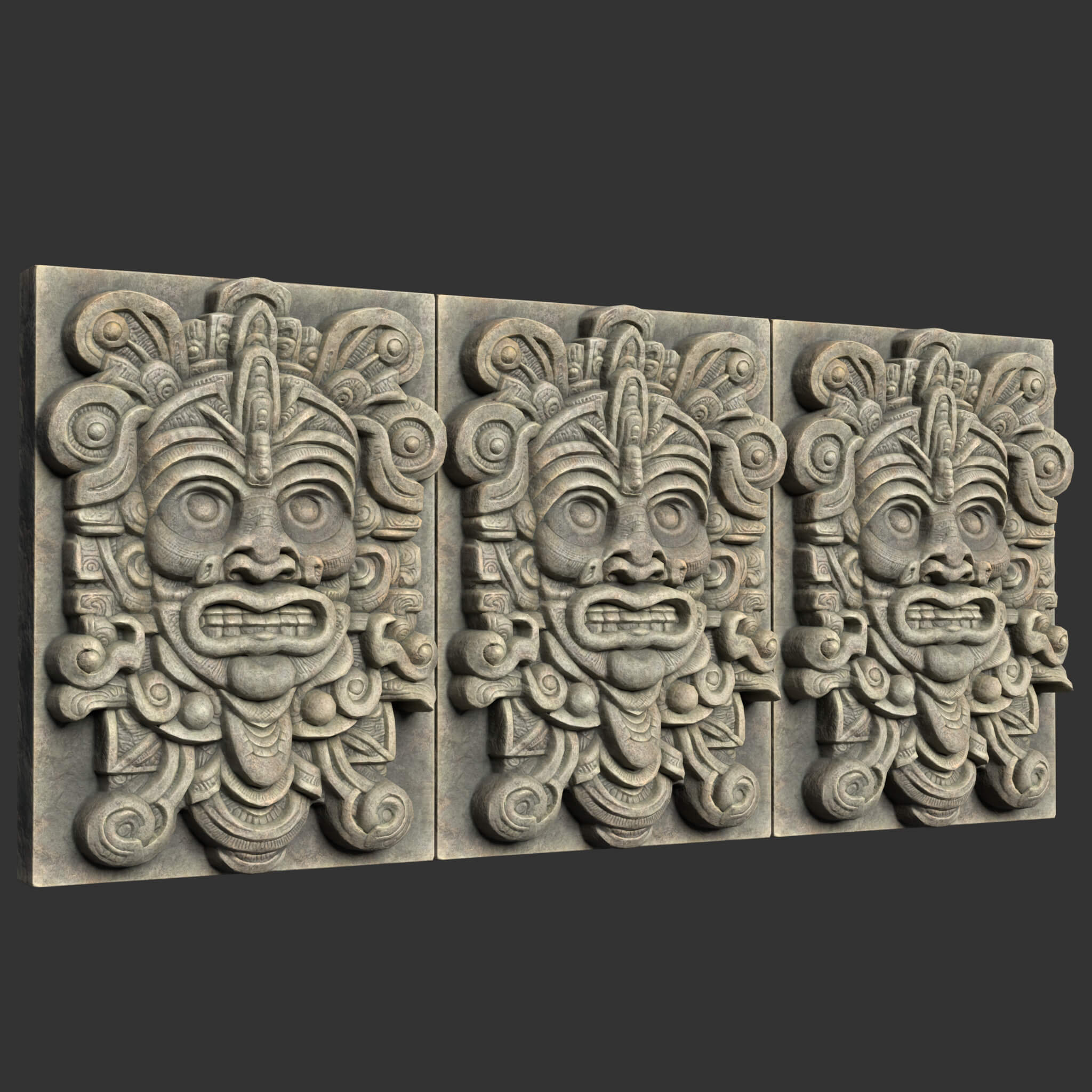 10 Low Poly PBR Mayan Temple Wall Decor - 3D Model by mega3d