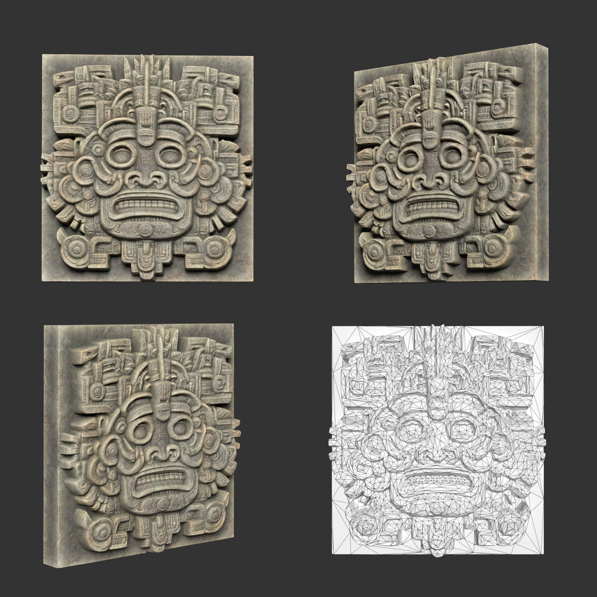 10 Low Poly PBR Mayan Temple Wall Decor - 3D Model by mega3d